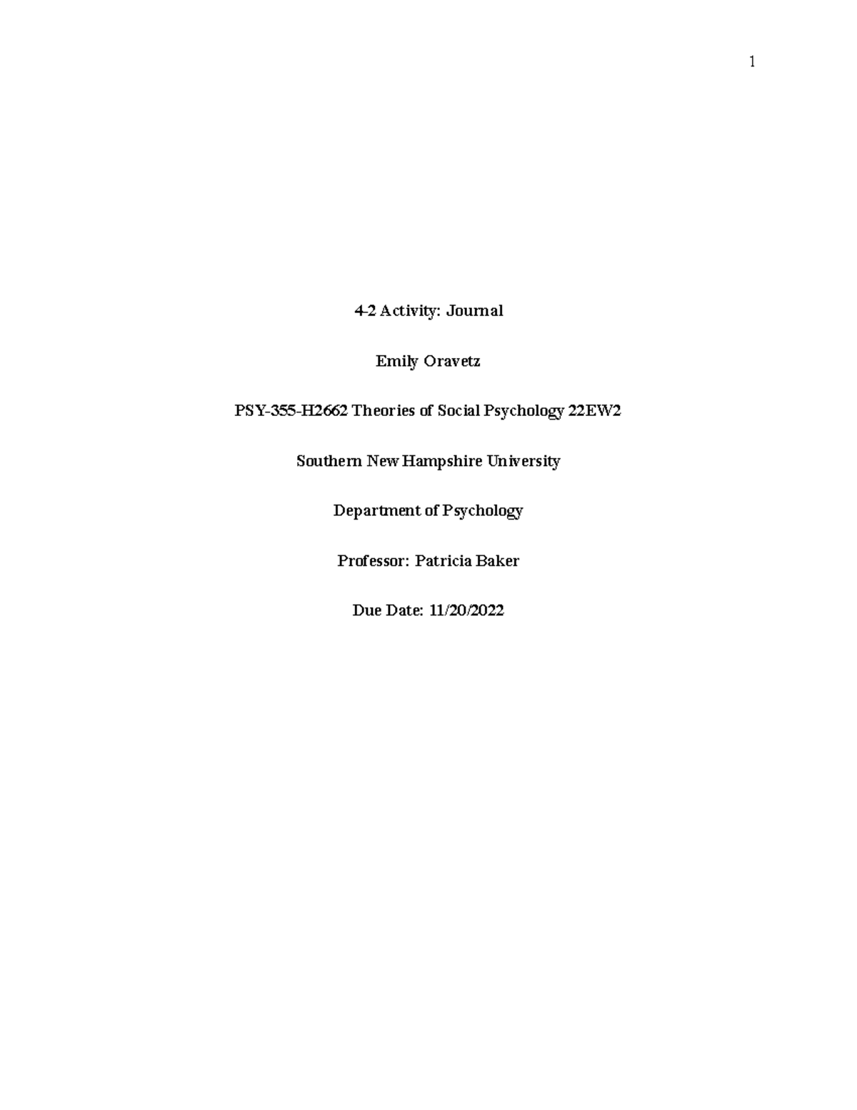 PSY-355 4-2 Activity Journal by Emily Oravetz - 4-2 Activity: Journal ...