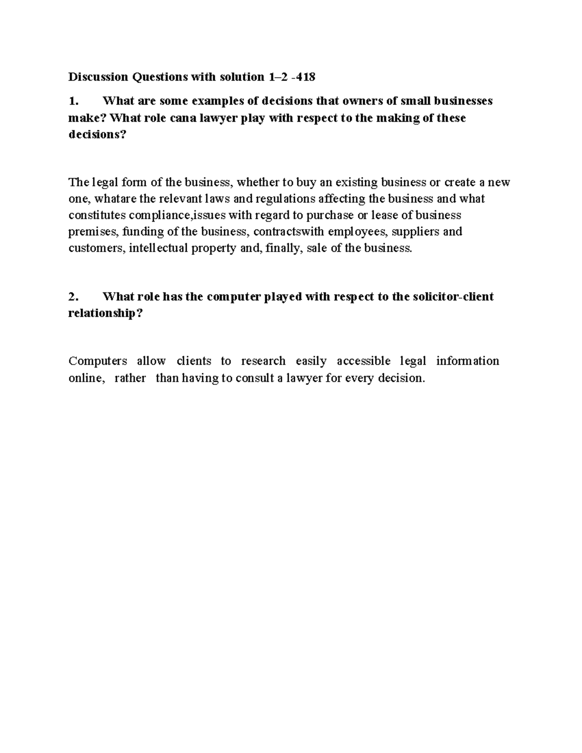 Discussion Questions with solution 1–2 -418 - What are some examples of ...
