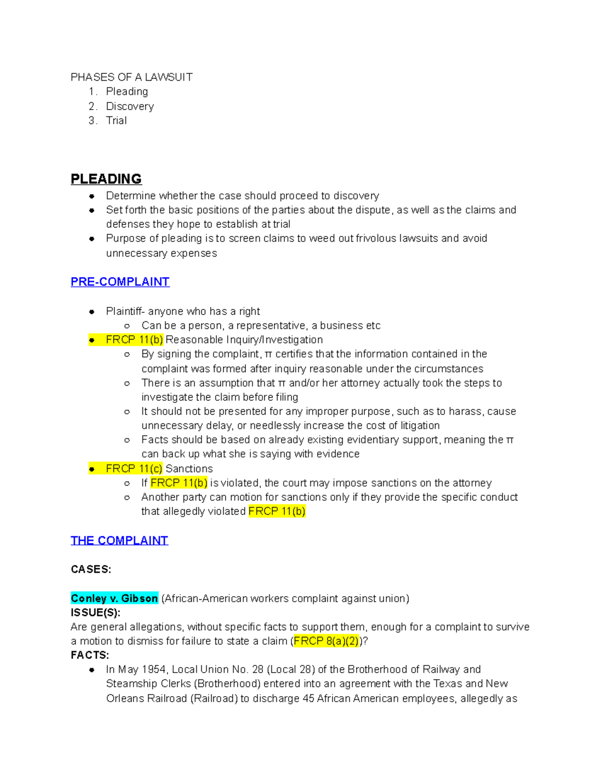B. Phases OF Lawsuit - PHASES OF A LAWSUIT Pleading Discovery Trial ...