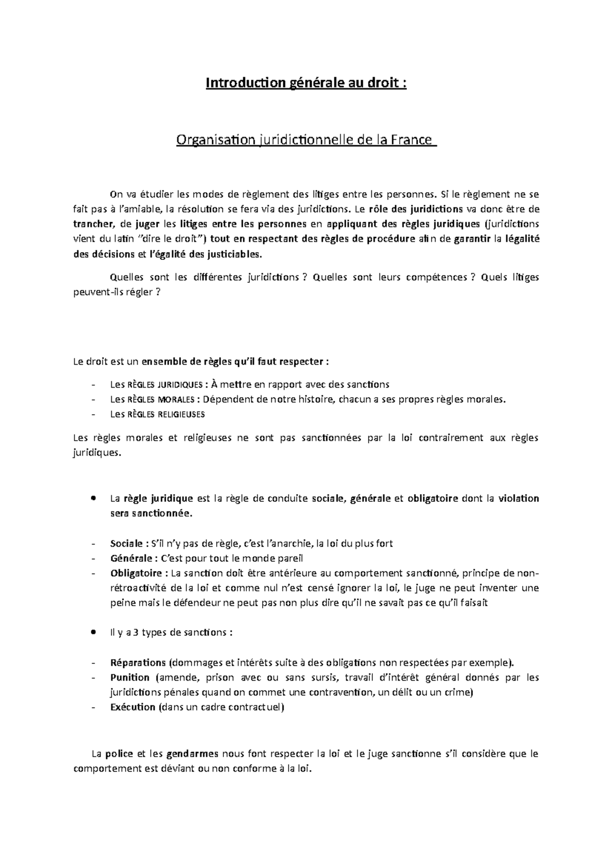 CM Introduction générale au droit - Introduction générale au droit : Organisation ...