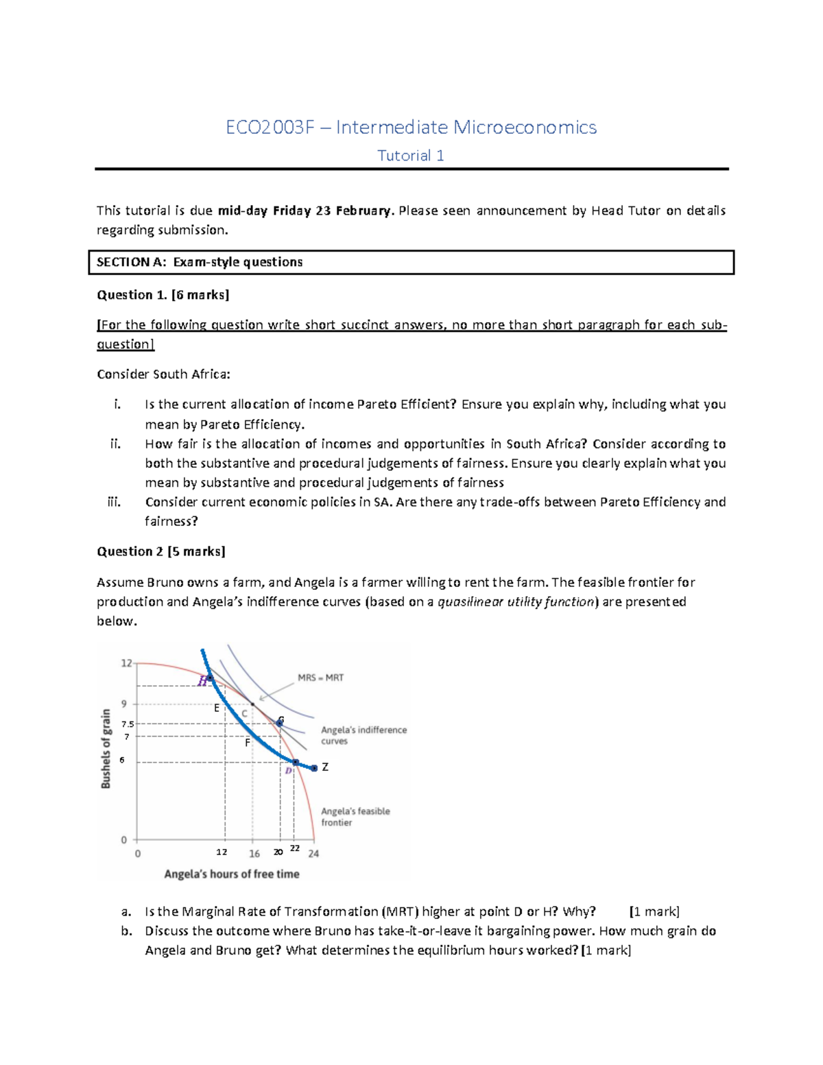 Tutorial 1 Eco2003F 2024 - ECO2003F – Intermediate Microeconomics ...
