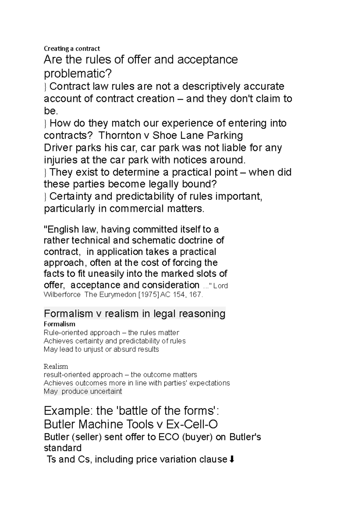 Problems with contract - Creating a contract Are the rules of offer and ...
