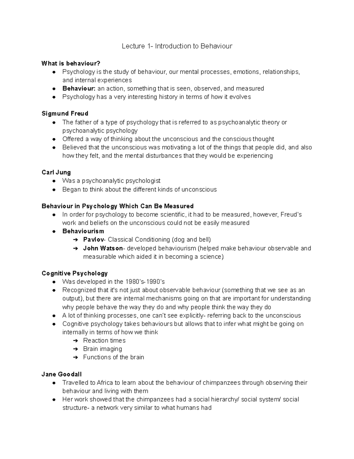 Lecture 1 Notes - Dr. Mandy Wintink - Lecture 1- Introduction to ...