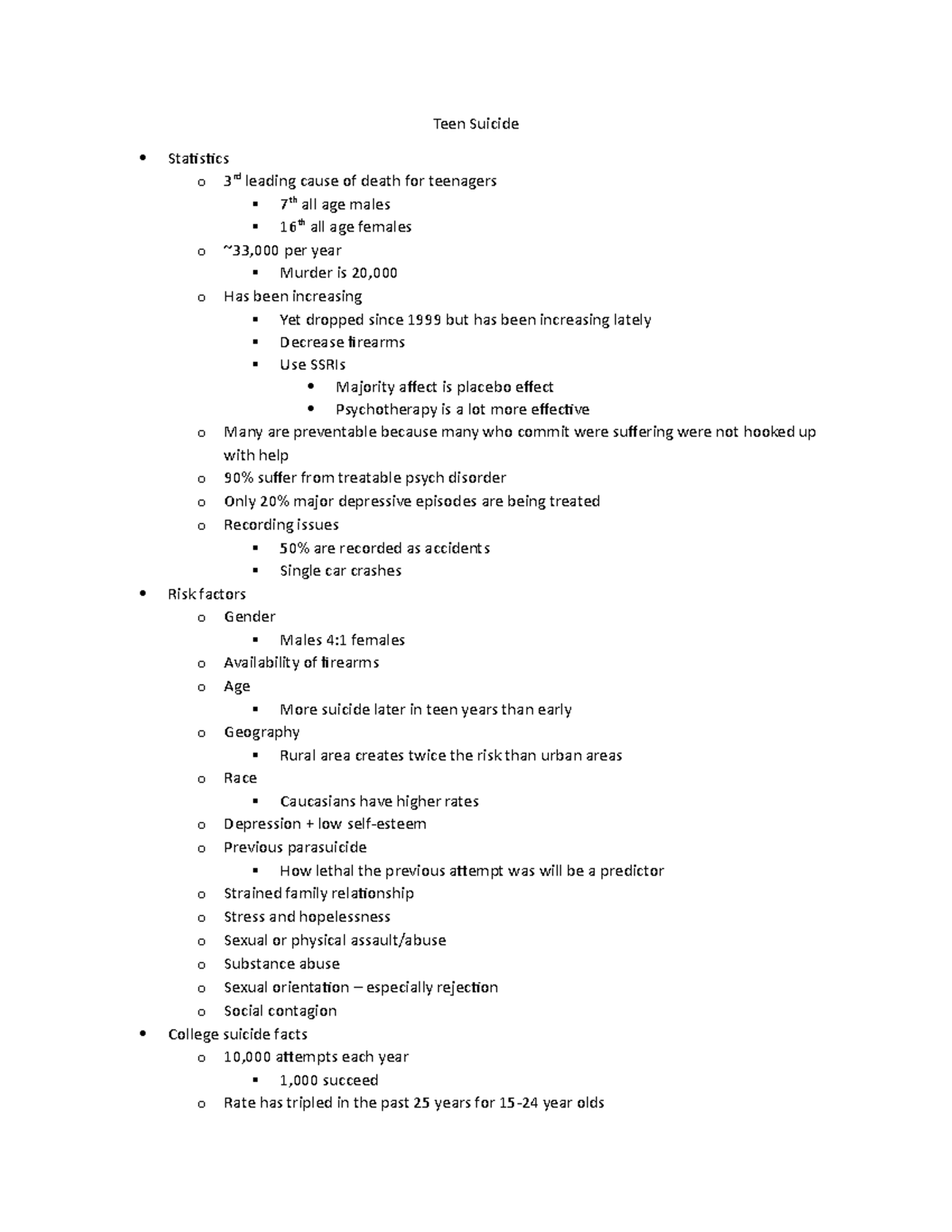 Teen Suicide notes - Denise M. Martz - Teen Suicide Statistics o 3rd ...