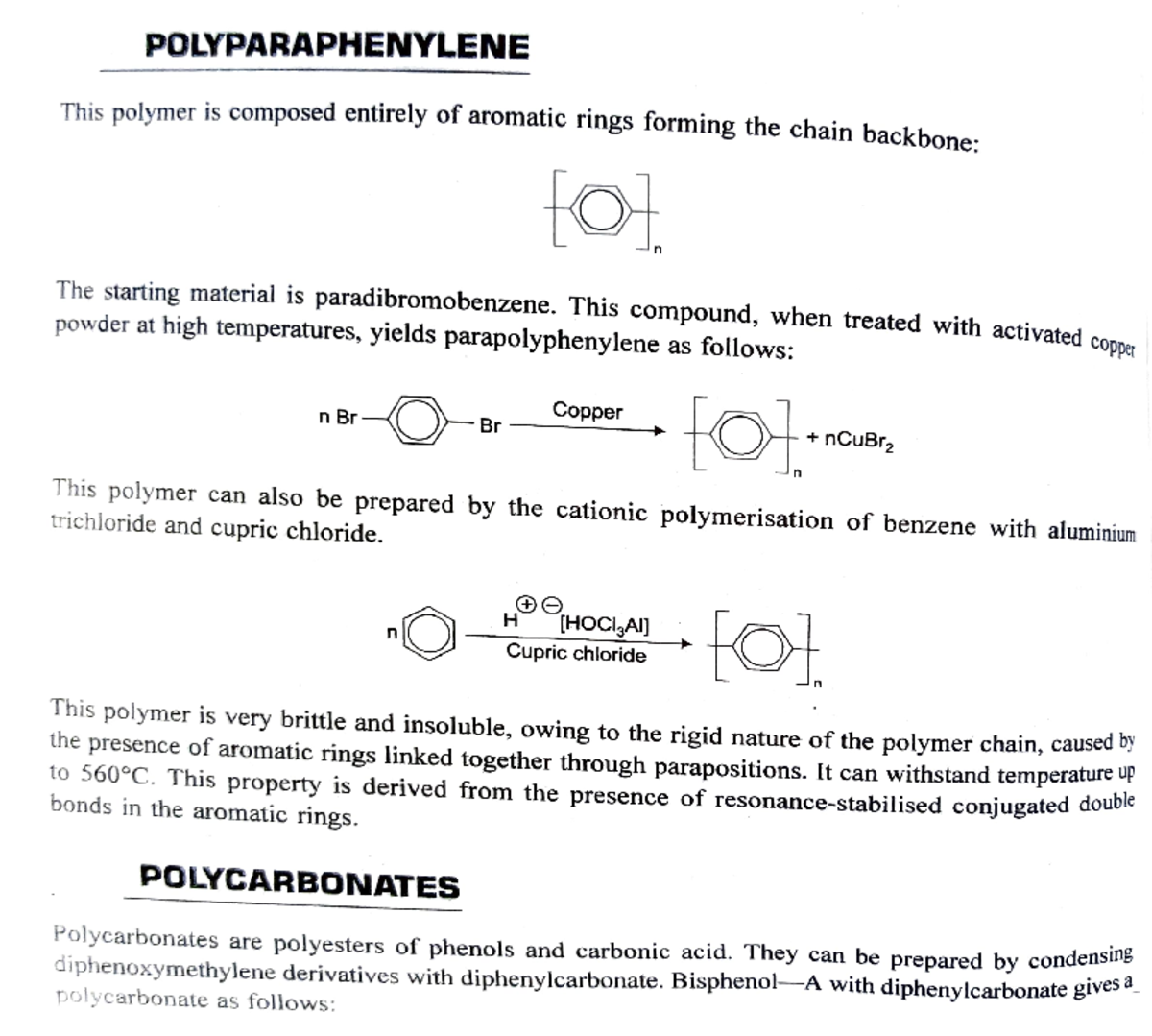 Polyparaphenylene, polycarbonates and polyimides ...
