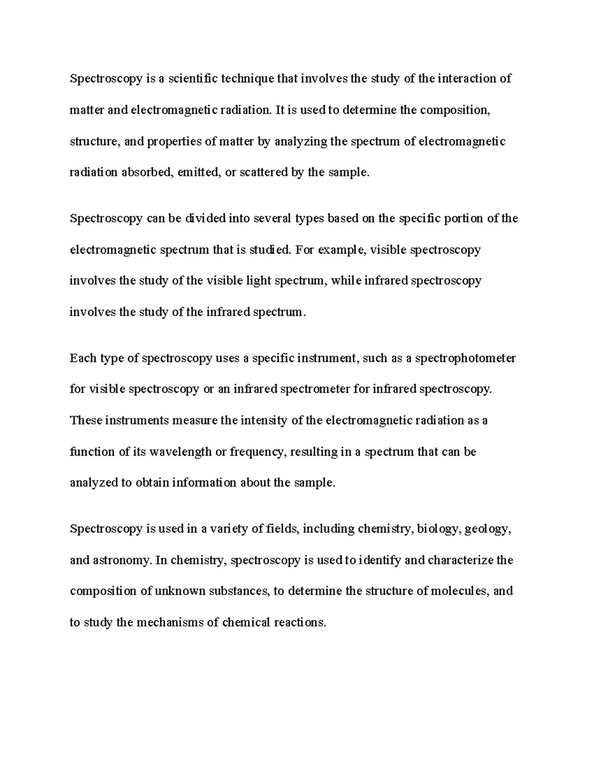 Spectroscopy lecture notes - Spectroscopy is a scientific technique ...