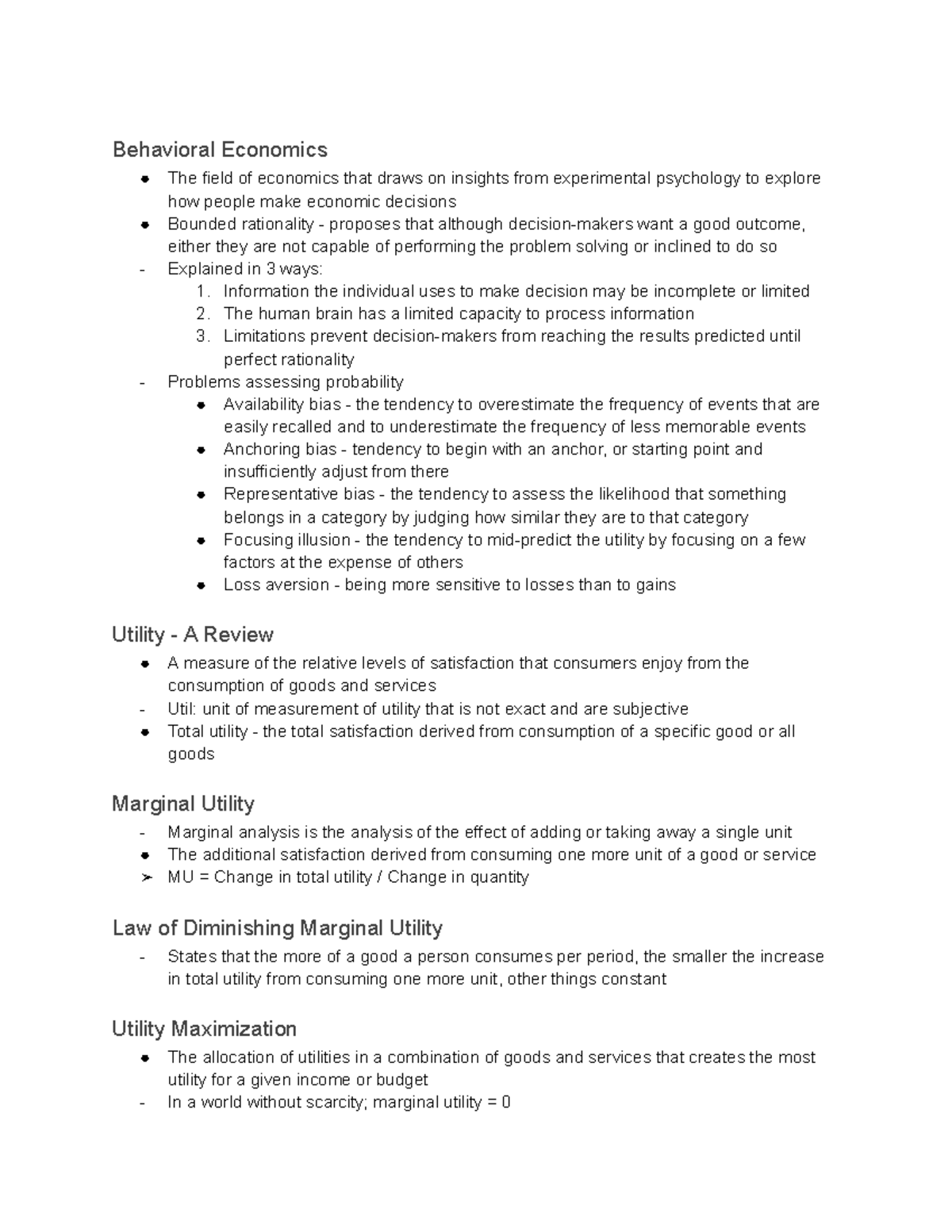 Chapter 19 - Econ 2005 Purdue - Behavioral Economics The field of ...
