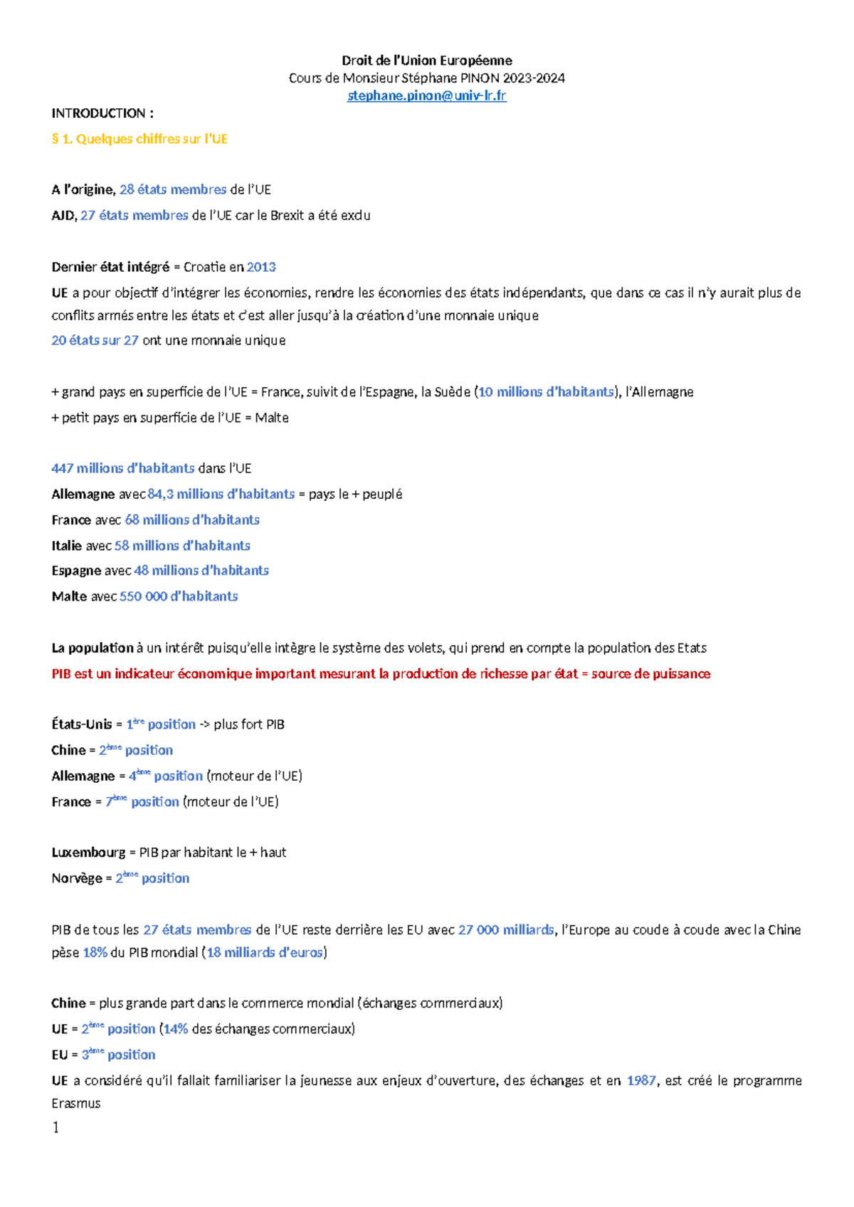 Droit de l'Union Européenne - Droit de l’Union Européenne Cours de ...