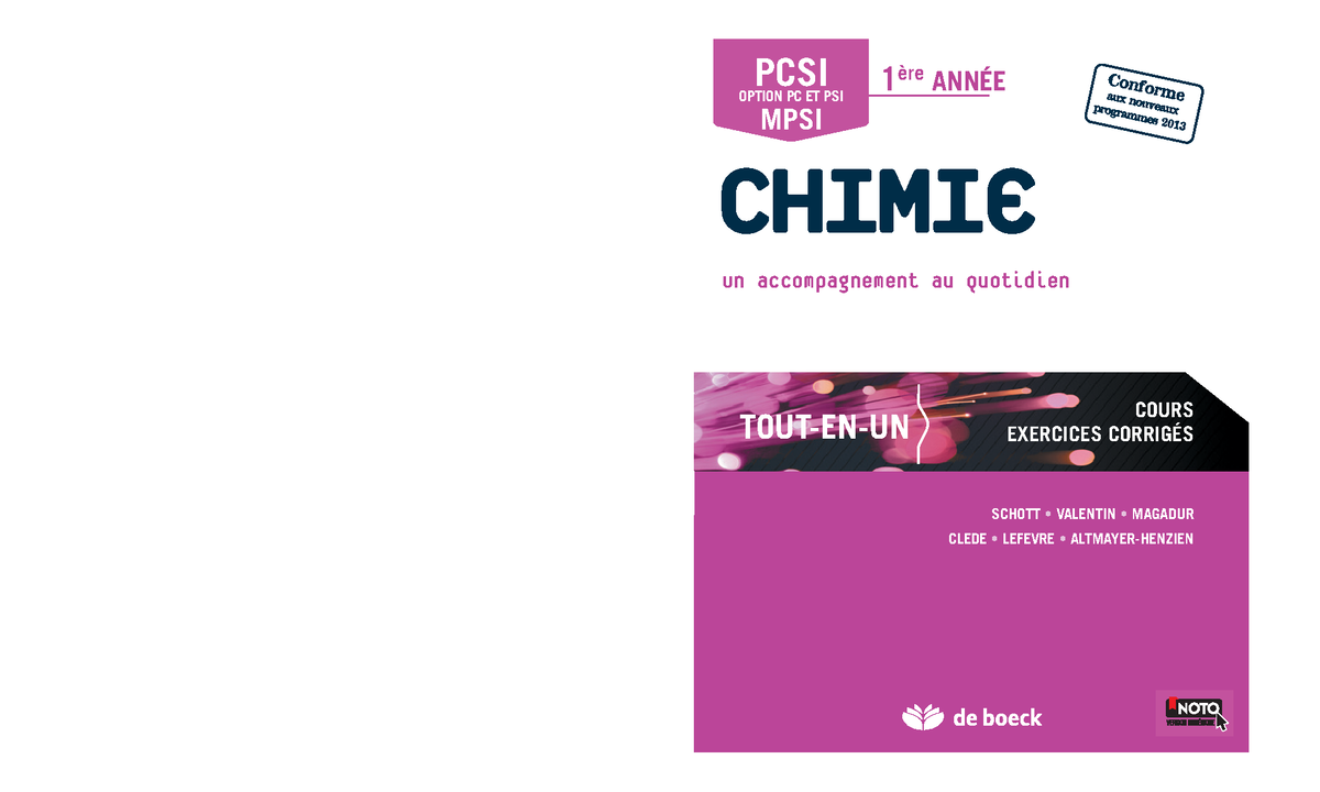 9782804188115 - PCSI OPTION PC ET PSI MPSI 1 ère ANNÉE CHIMIE Un ...