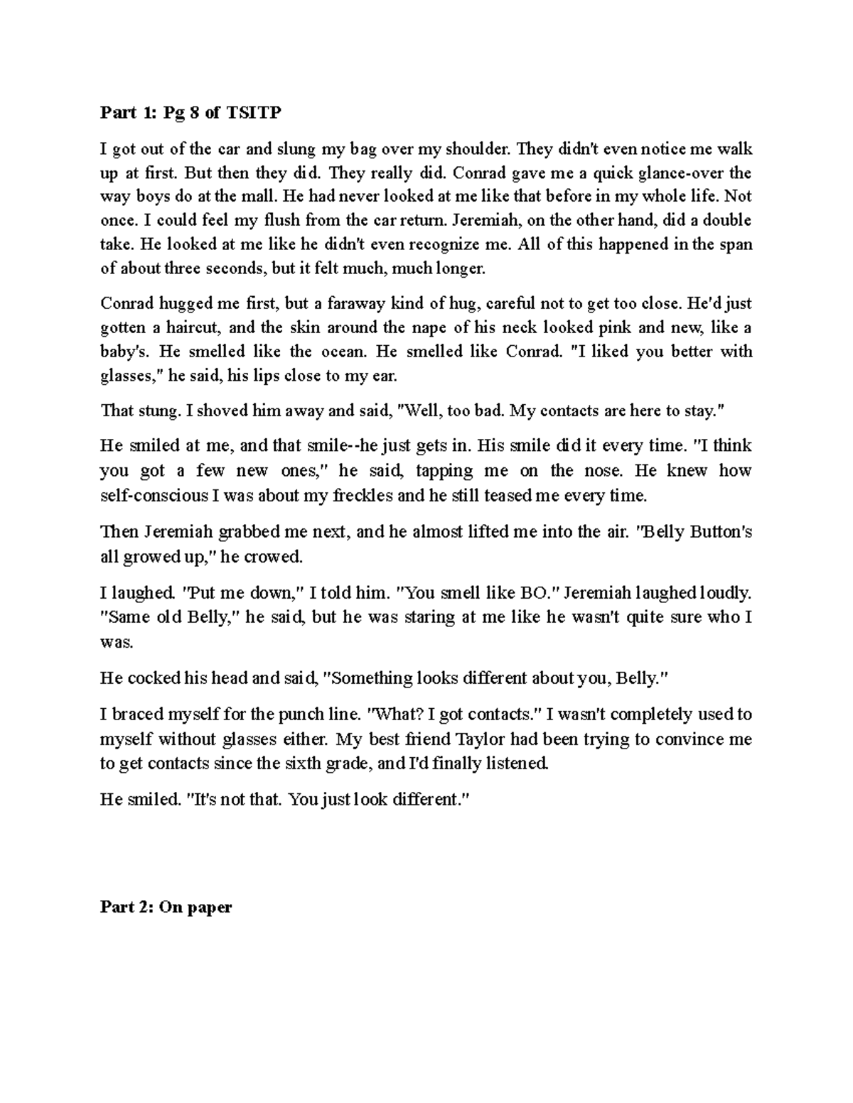 IR Book Project - Part 1: Pg 8 of TSITP I got out of the car and slung ...