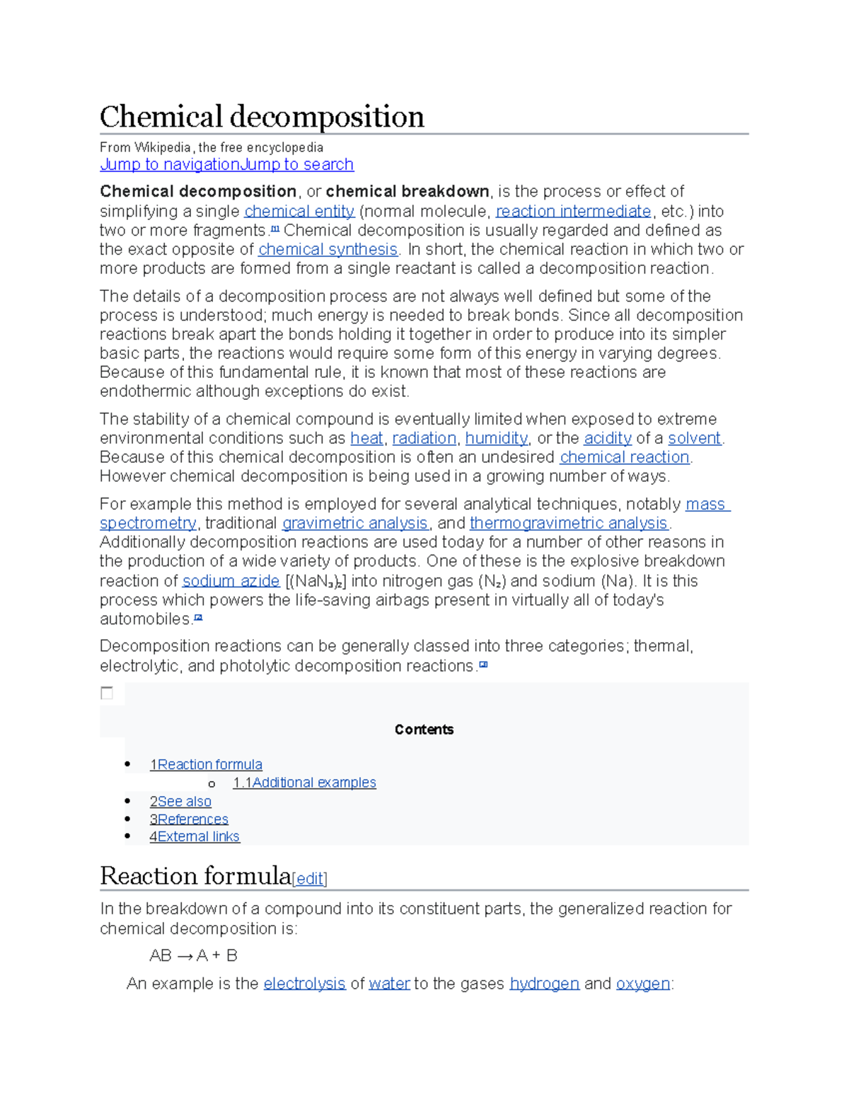 Chemical decomposition history - Chemical decomposition From Wikipedia ...