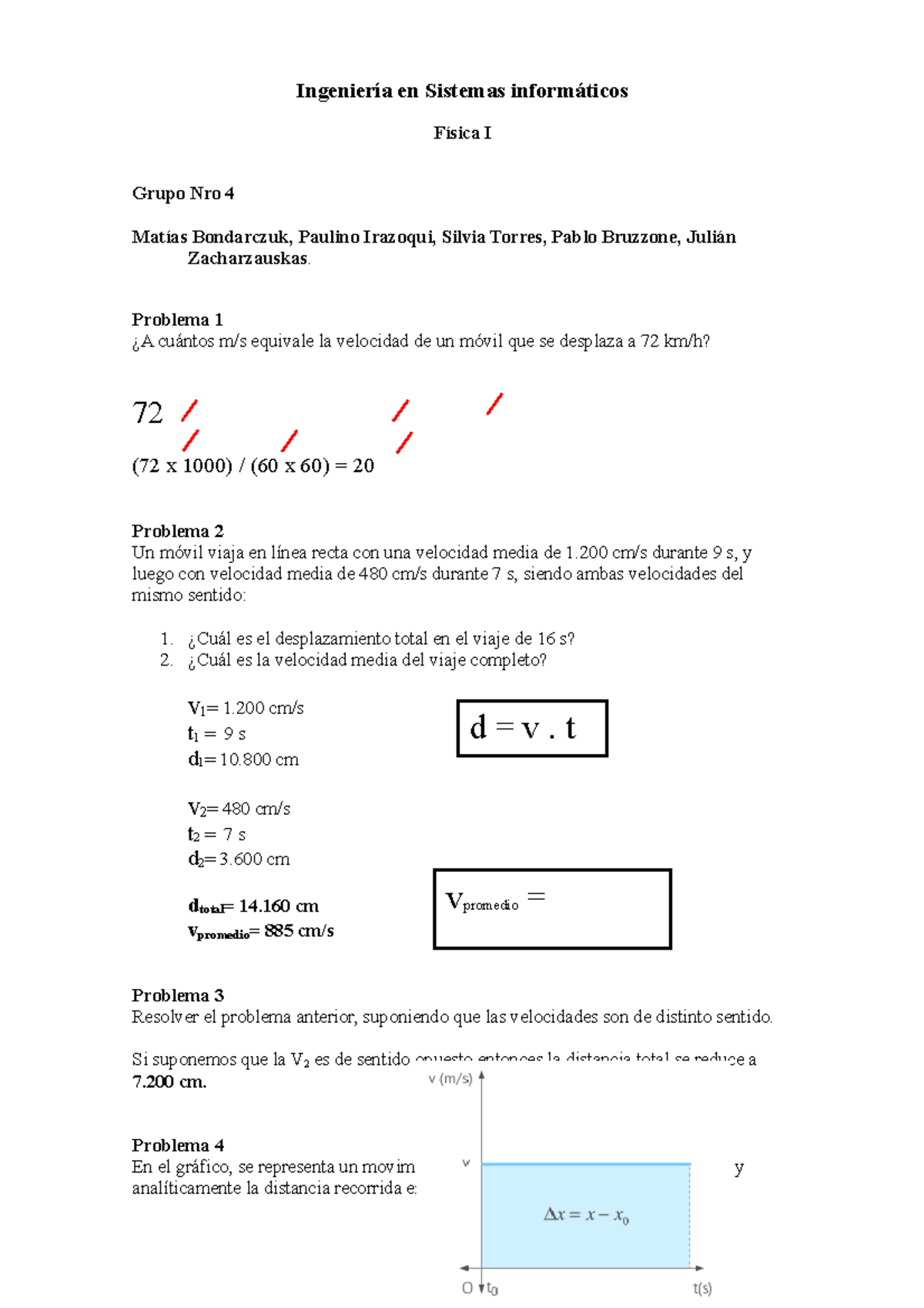 Ejercicios clase 3 MRU Grupo 4 - Ingeniería en Sistemas informáticos ...