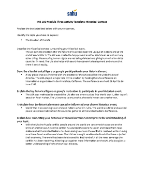 HIS 100 Module Three Activity Context - HIS 100 Module Three Activity Template: Historical ...