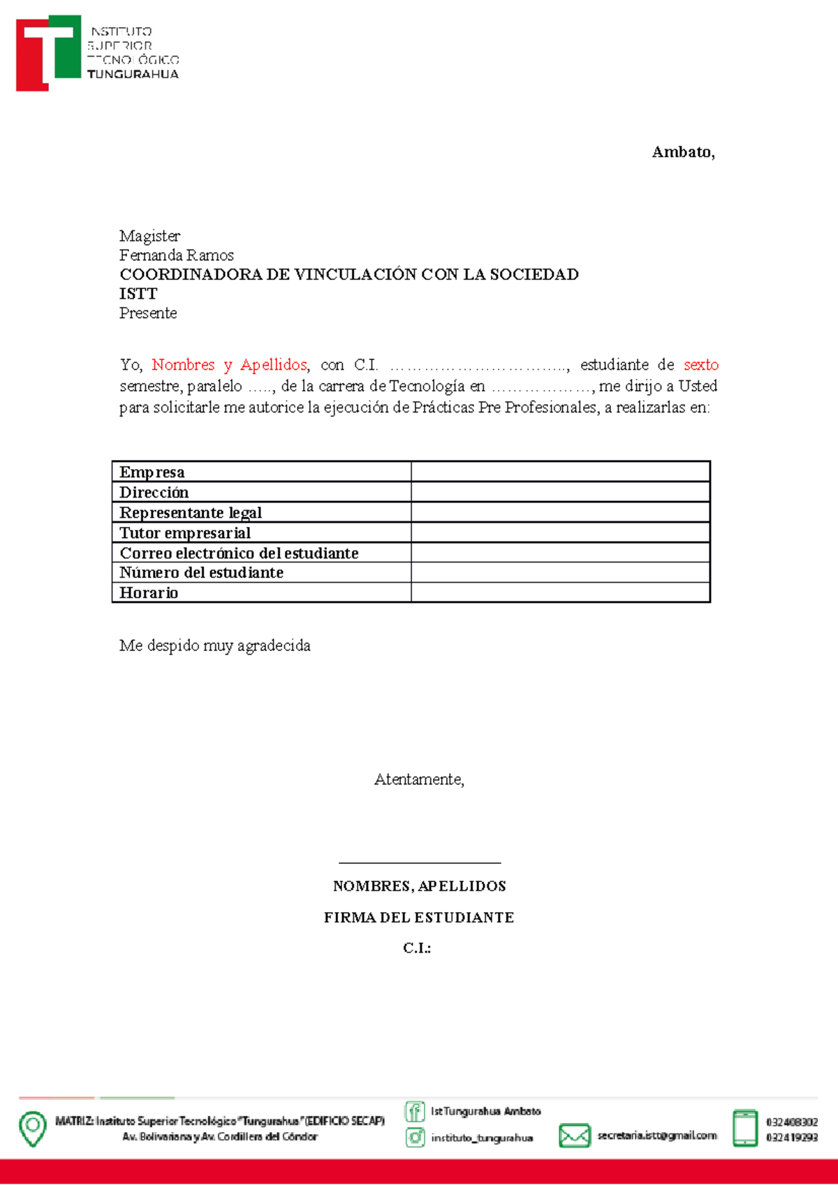 1- Formato Oficio Solicitud PPP 2022 - Ambato, Magister Fernanda Ramos ...