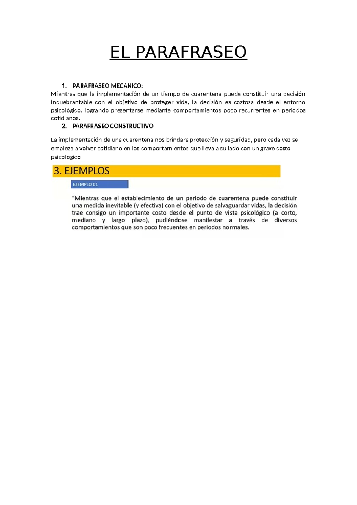 El Parafraseo (tipos de parafraseo) - EL PARAFRASEO 1. PARAFRASEO ...