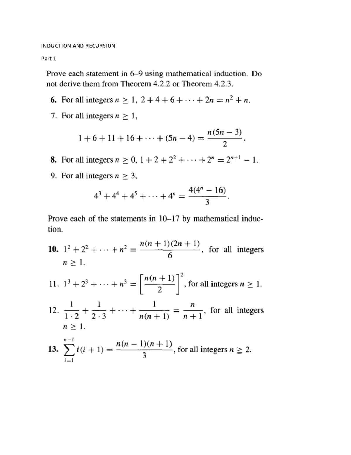 Tutorial Induction And Recursion School Of Engineering And Technology