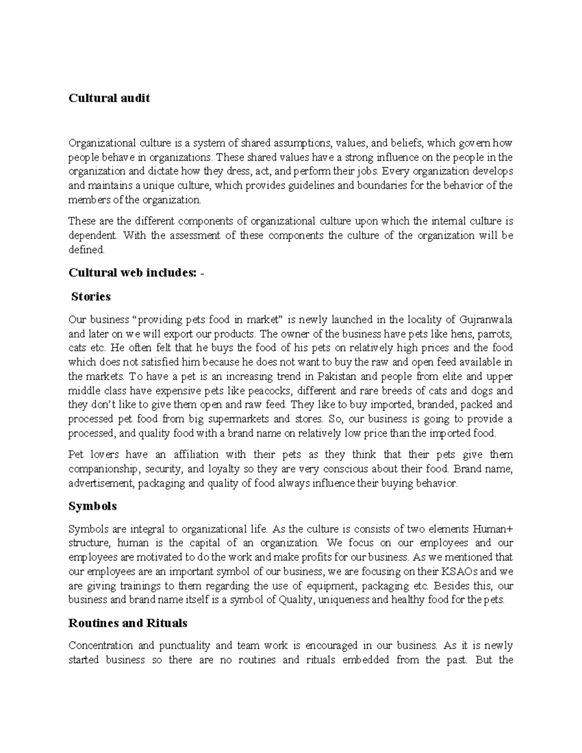 Cultural audit - Summary Human Resource Management - Cultural audit ...