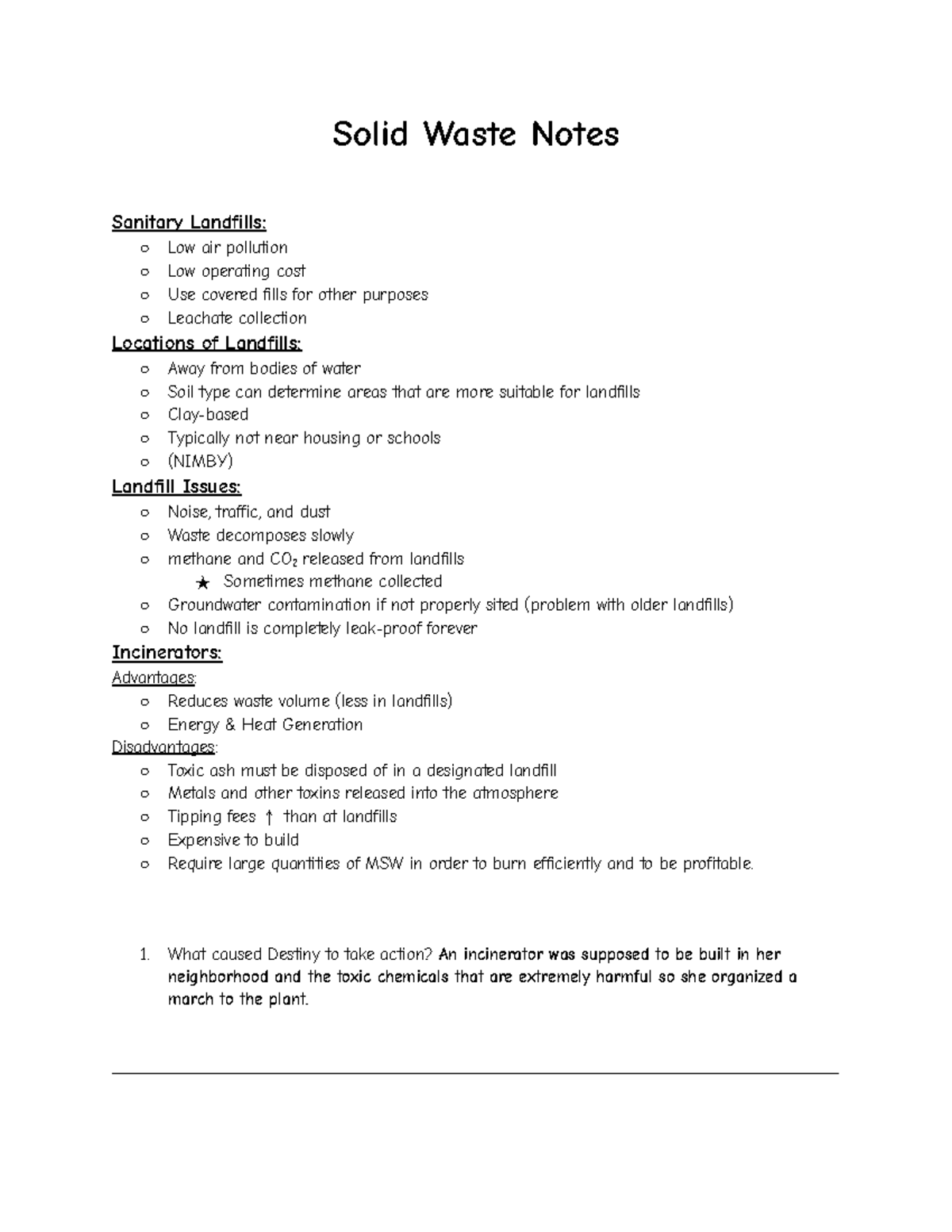 Solid Waste Unit Notes - Solid Waste Notes Sanitary Landfills: Low air ...