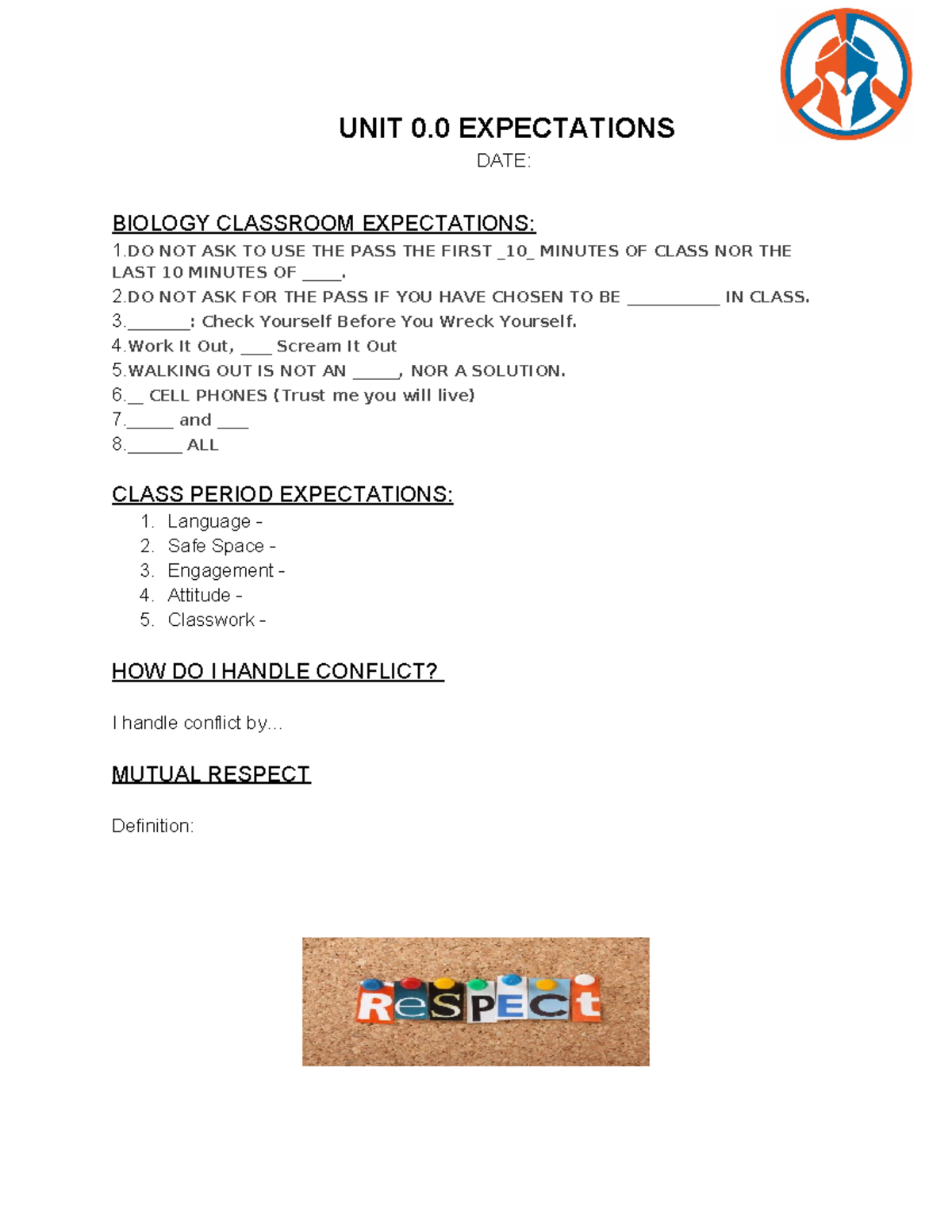 Biology Expectations - science - UNIT 0 EXPECTATIONS DATE: BIOLOGY ...