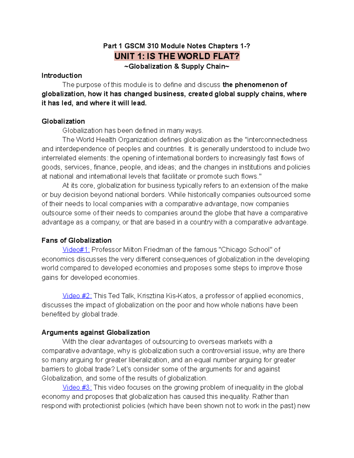 Module Notes Chapters 1 4 Instructor Webb Part 1 Gscm 310 Module Notes Chapters 1 Unit 1