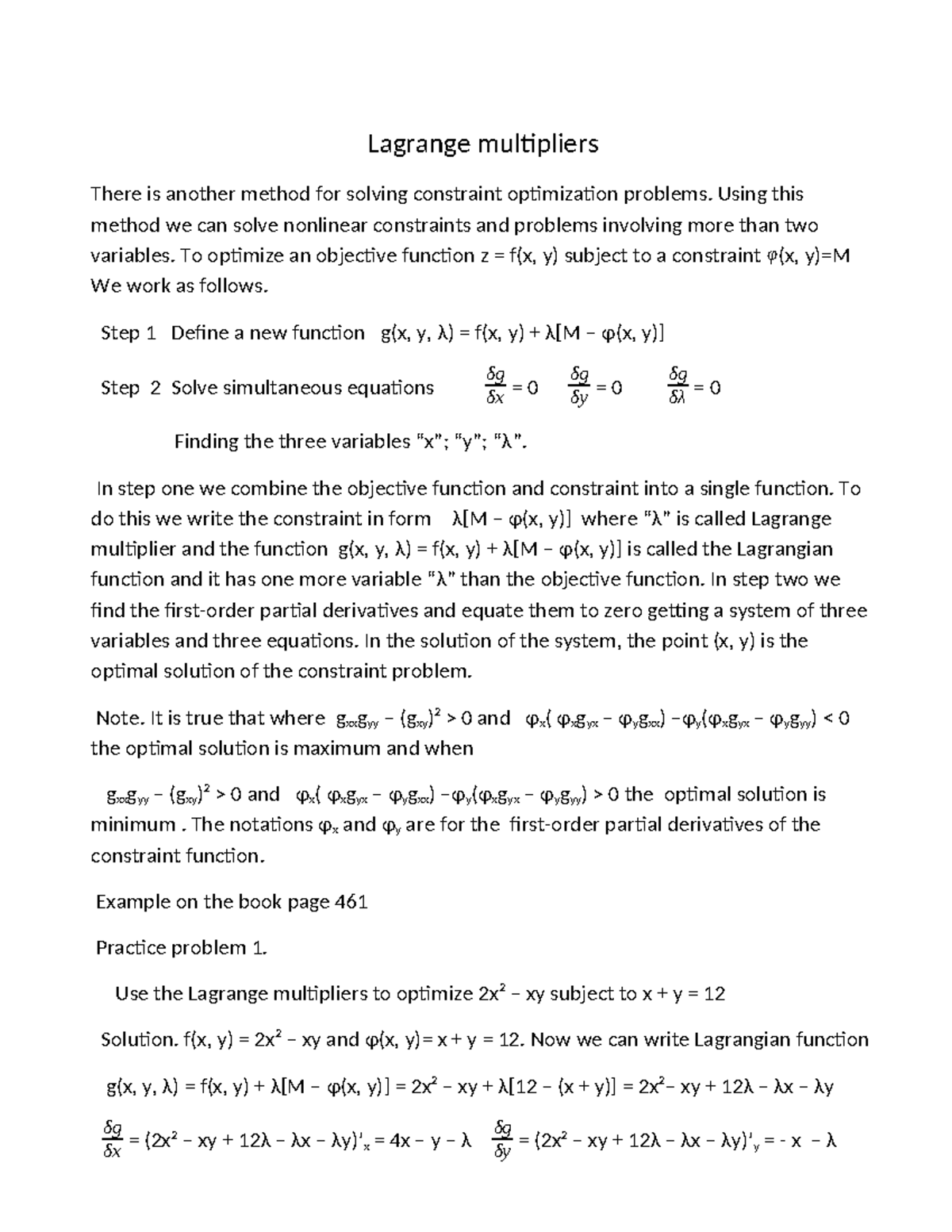 Lagrange multipliers - Exercises and well-explained topics - Lagrange ...