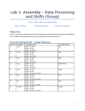Lab 4 Assembly - Lab 4: Assembly – Conditional execution (Individual) ELEN 4486: MICROCOMPUTERS ...