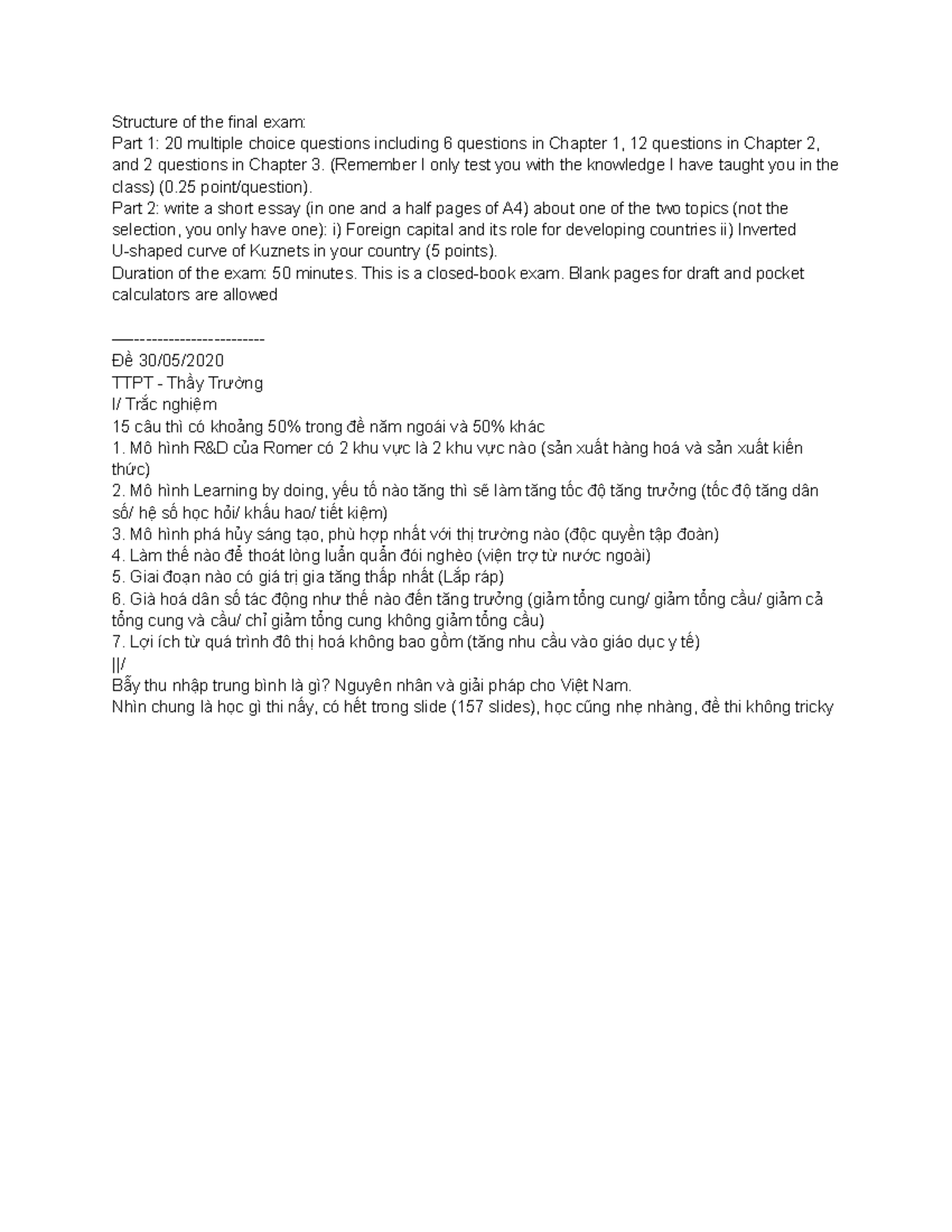 TTPT ÔN CK - TTPT ôn thi - practice materials - Structure of the final ...