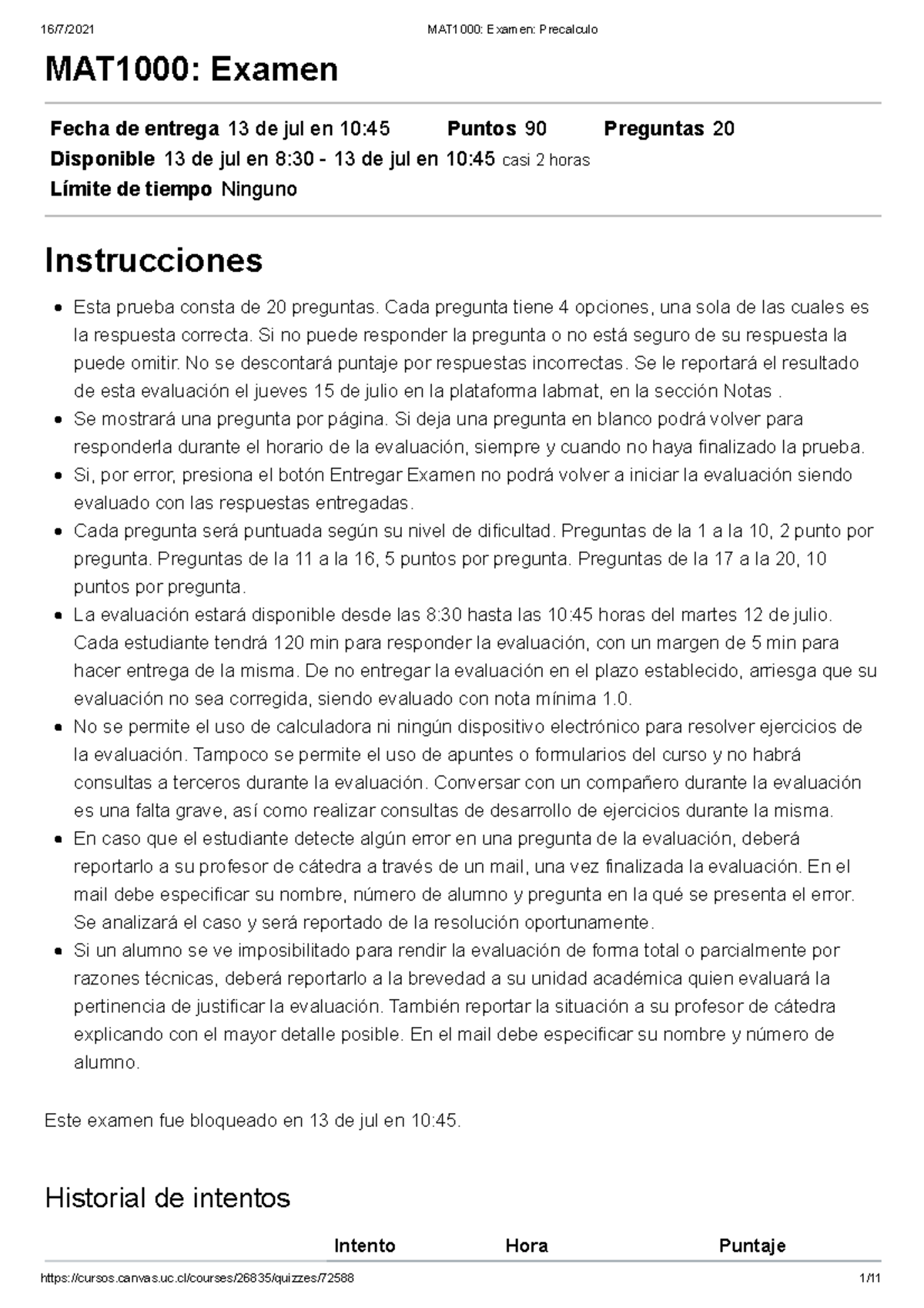 MAT1000 Examen Precalculo 2 - MAT1000: Examen Fecha de entrega 13 de ...