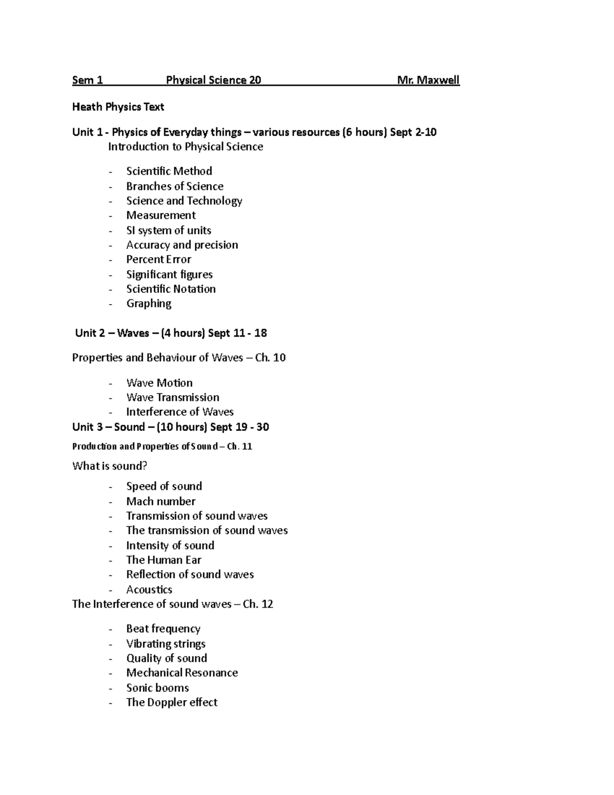 Physical-Science-20-review-2016 17 - Sem 1 Physical Science 20 Mr ...