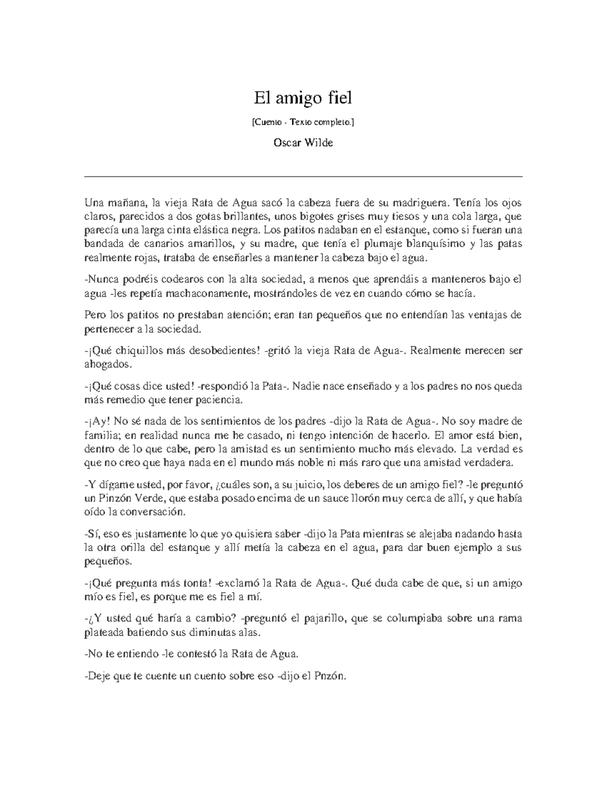 7 El amigo fiel - Texto - El amigo fiel [Cuento - Texto completo ...