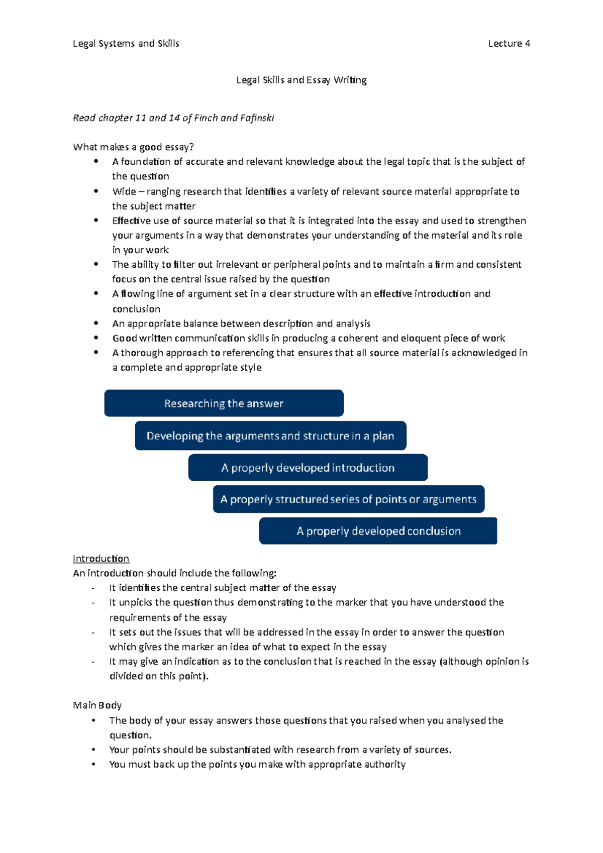 Legal Skills and Essay Writing - Legal Systems and Skills Lecture 4 ...