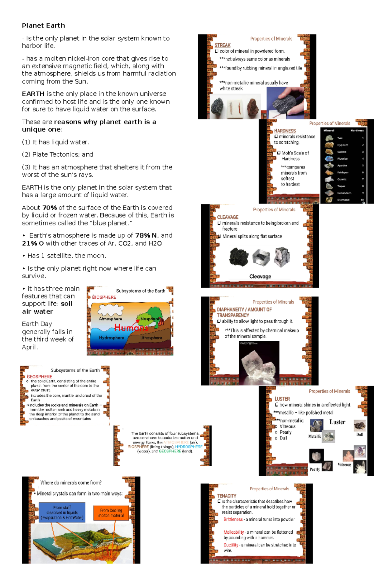WEEK 1-3 NOTES EALS - Planet Earth Is the only planet in the solar ...