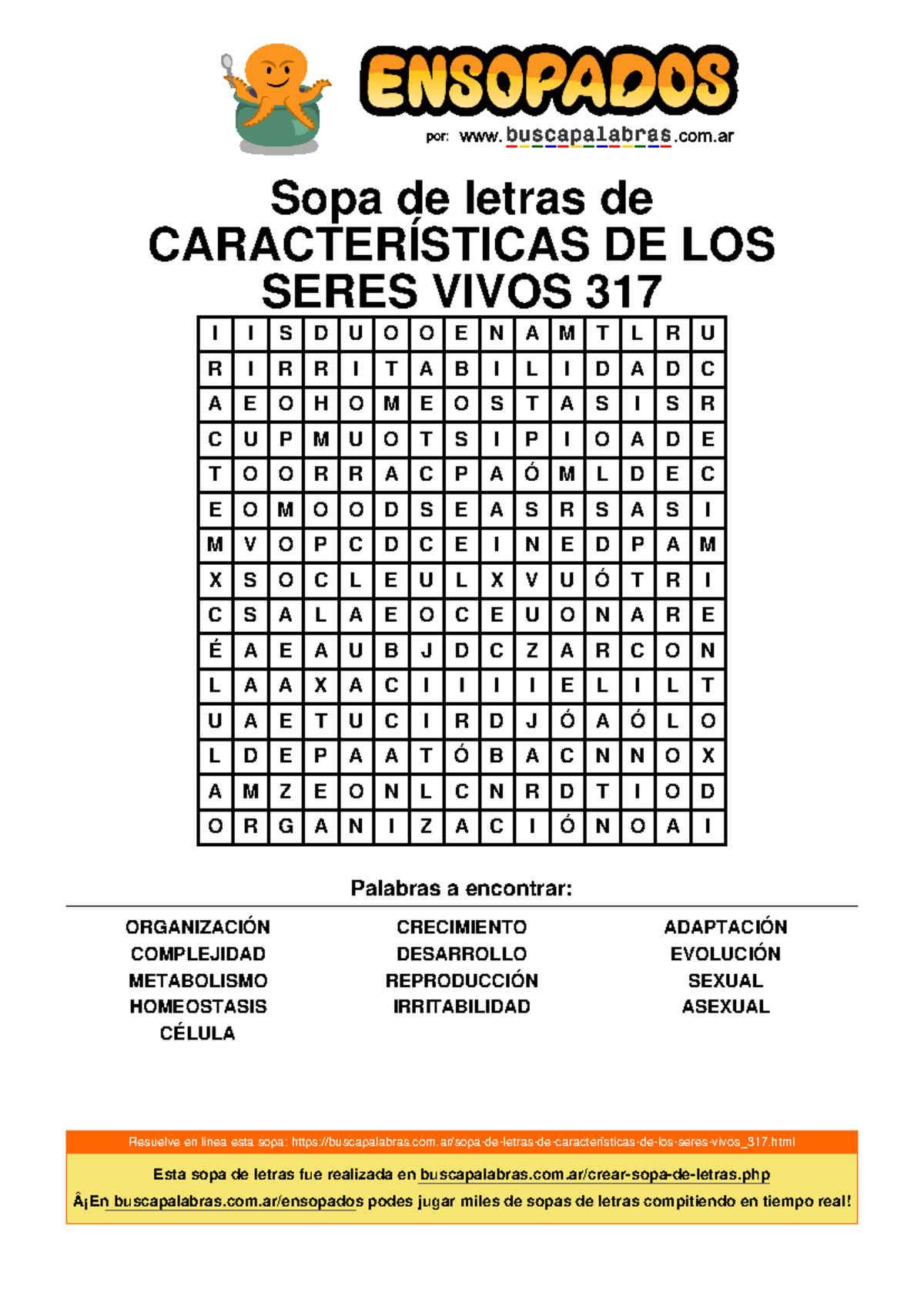 Sopa-de-letras-de-características-de-los-seres-vivos 317 - Sopa de ...