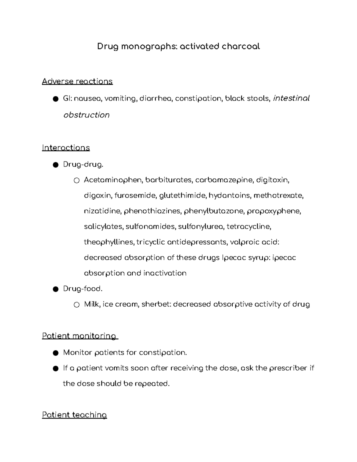 Drug monographs activated charcoal - Drug monographs: activated ...