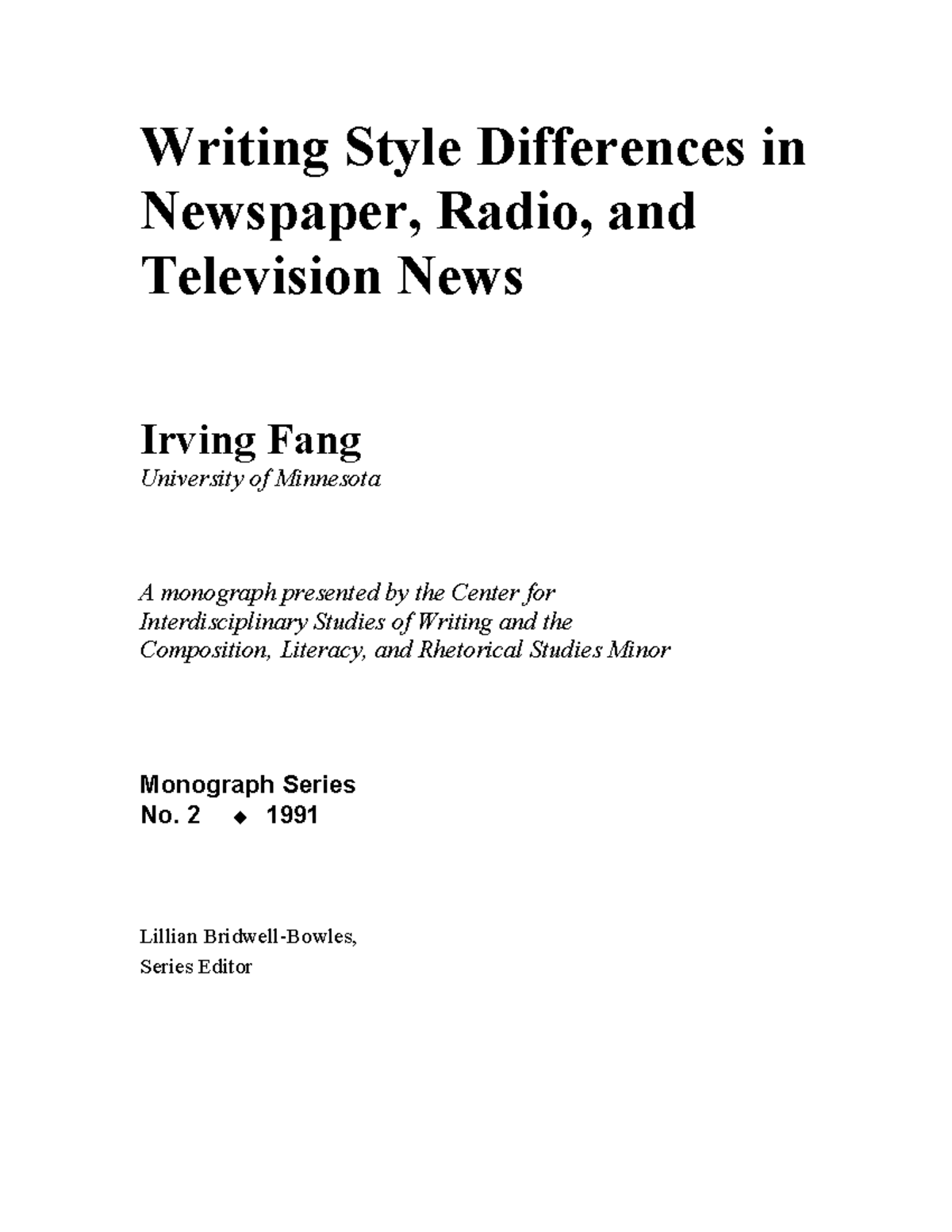 Writing Style Differences in Newspaper, Radio and TV News - Writing ...