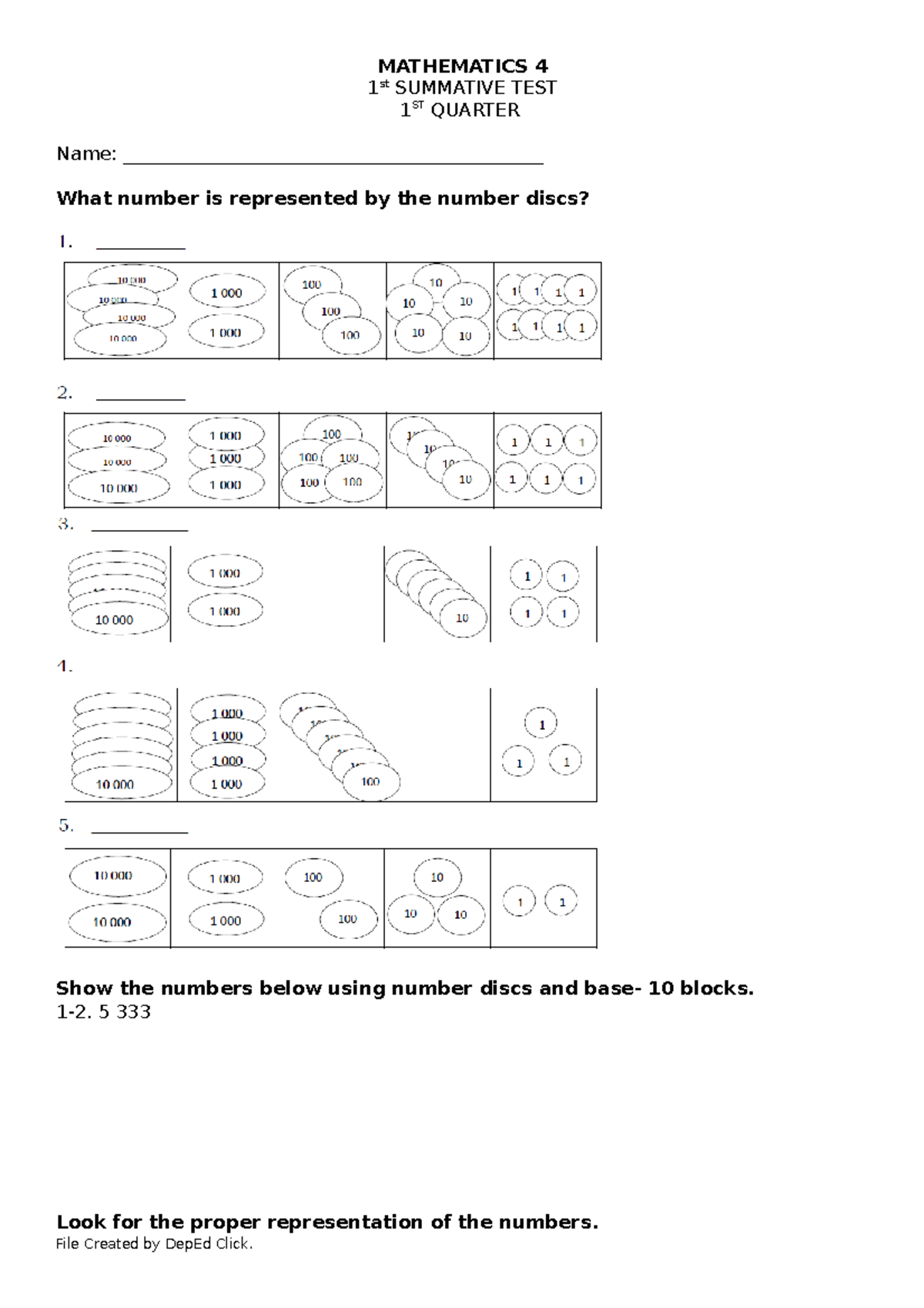 Math sumtest - mathematics summative - MATHEMATICS 4 1 st SUMMATIVE ...