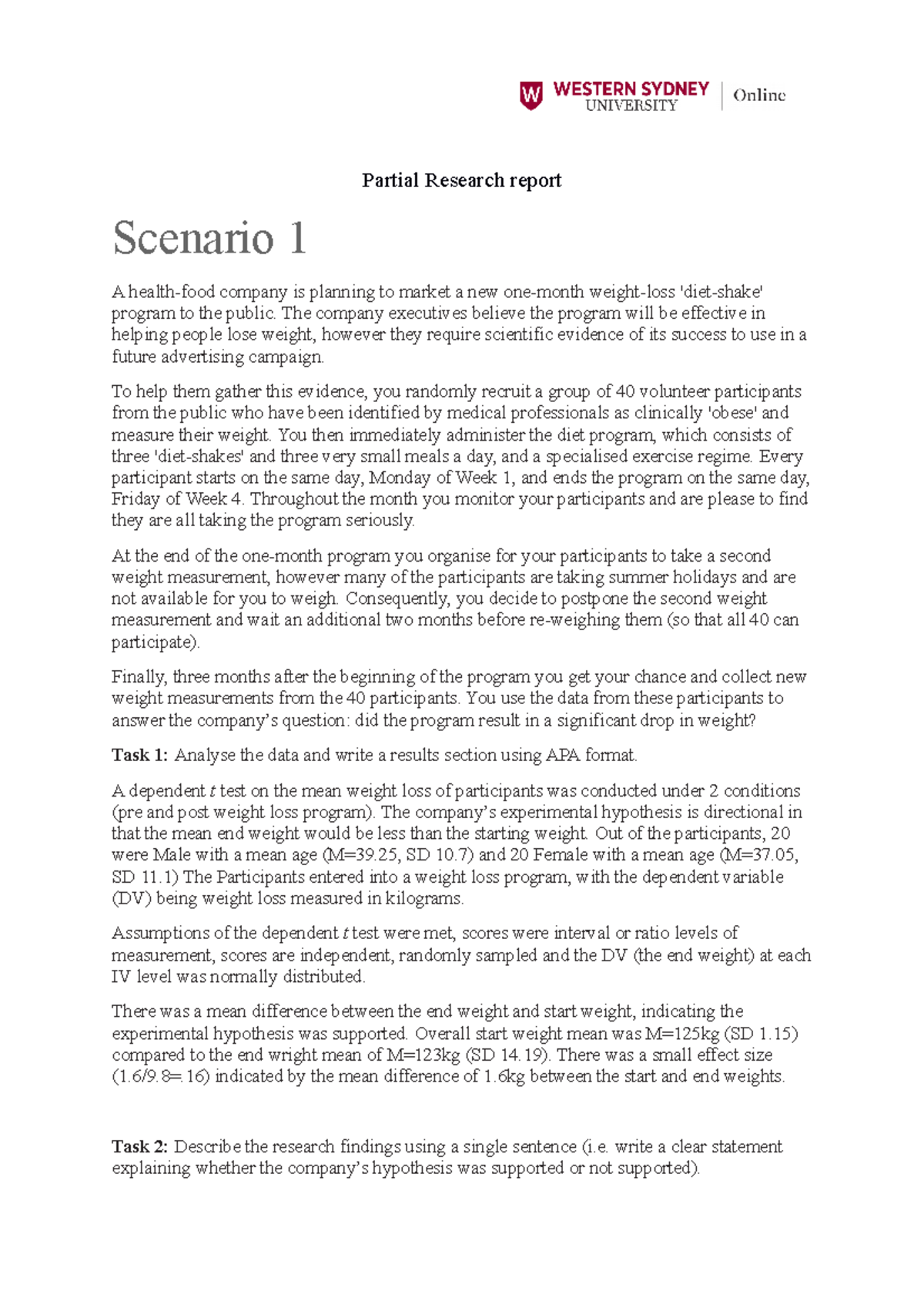 Experimental D&A Partial research report - Partial Research report ...