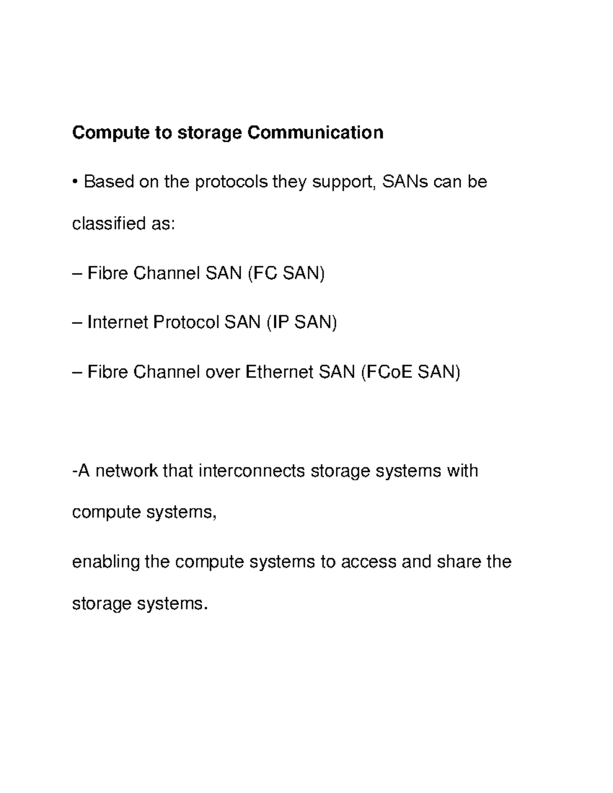 Compute to storage Communication - Compute to storage Communication ...