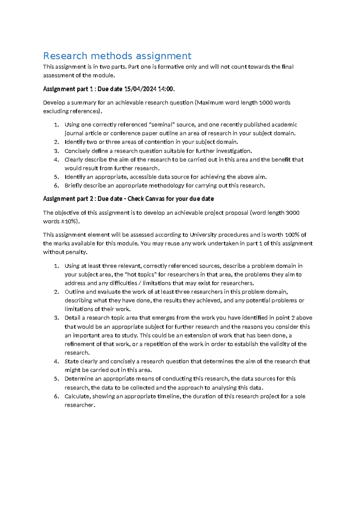 Research methods assignment-1 - Research methods assignment This ...