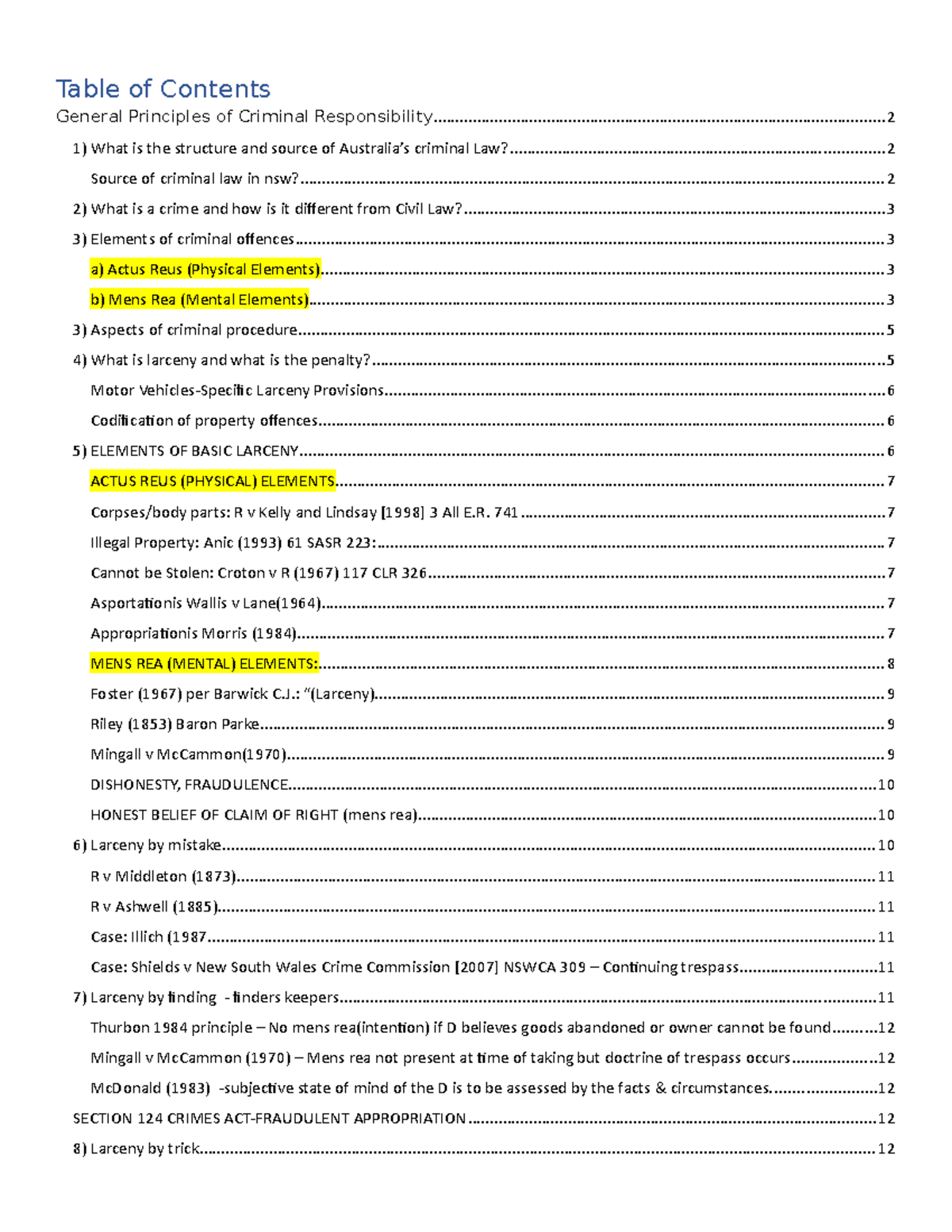 Notes - Criminal Law - Table of Contents General Principles of Criminal ...