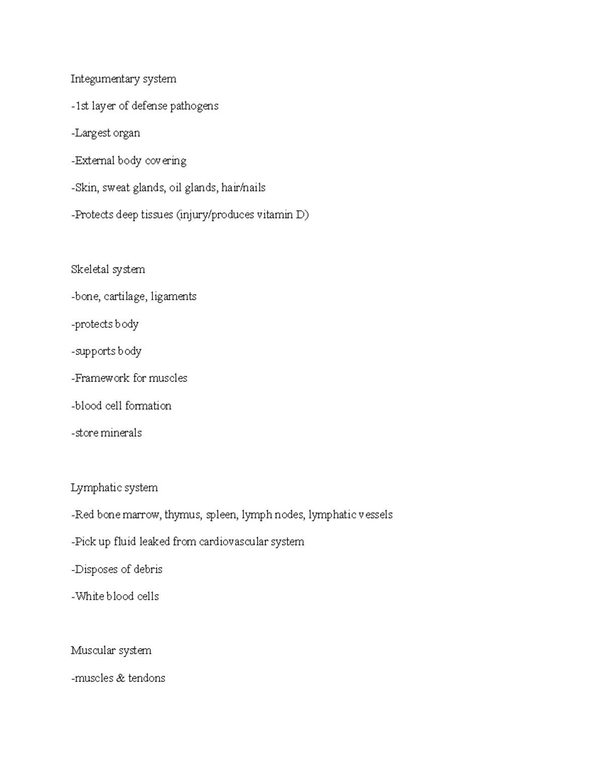 Organ systems - Google Docs - Integumentary system -1st layer of ...