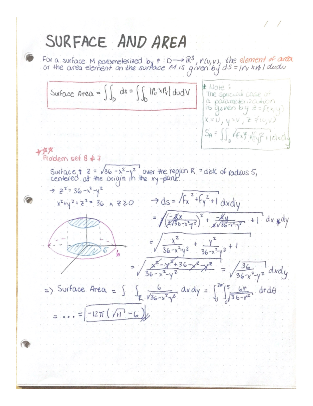 Surface and area - Prof. Sumi Seo - MATH 2321 - Studocu