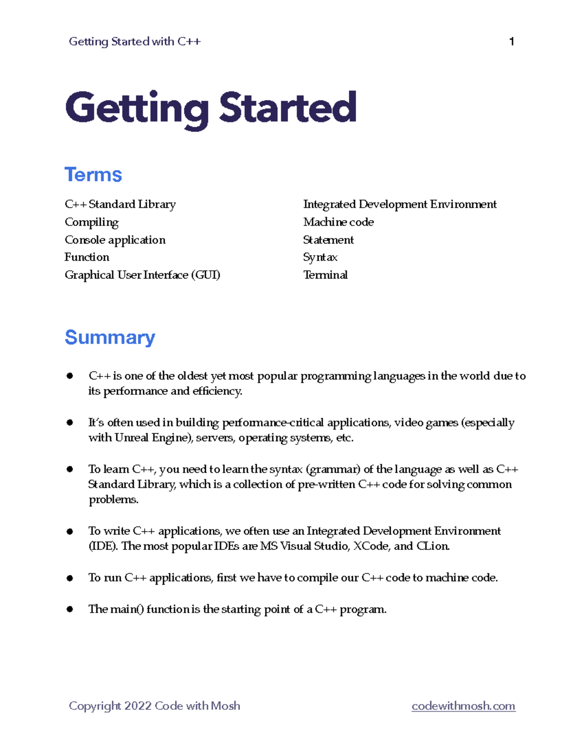 Pdf 1 Lecture Notes C Coding Part 1 Getting Started With C 1 Copyright 2022 Code With