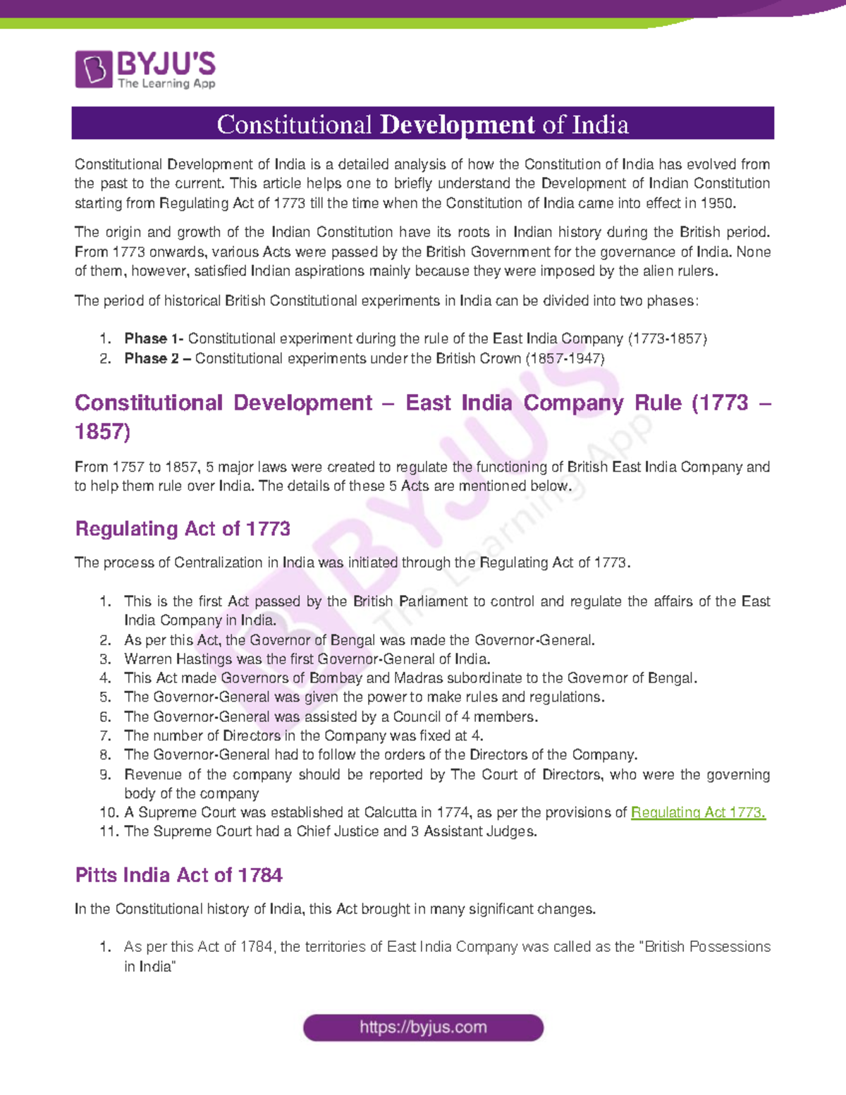 Constitutional Development of India - This article helps one to briefly ...