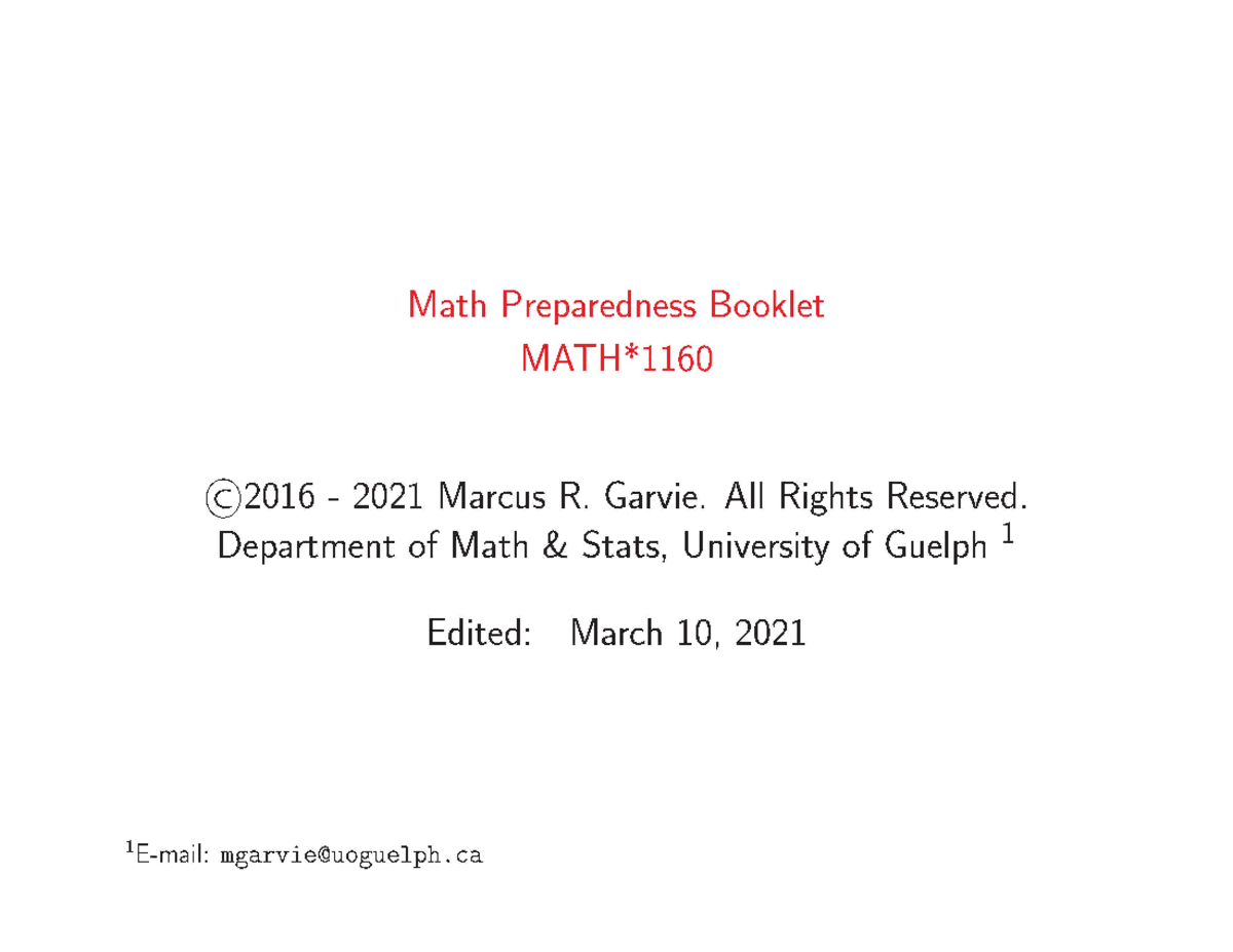 Booklet 1160 for Linear Algebra - Math 1160 - Studocu