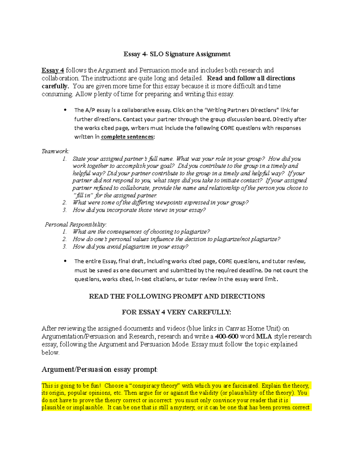 Essay 4 (SLO signature assignment) Prompt (1) - Essay 4- SLO Signature ...