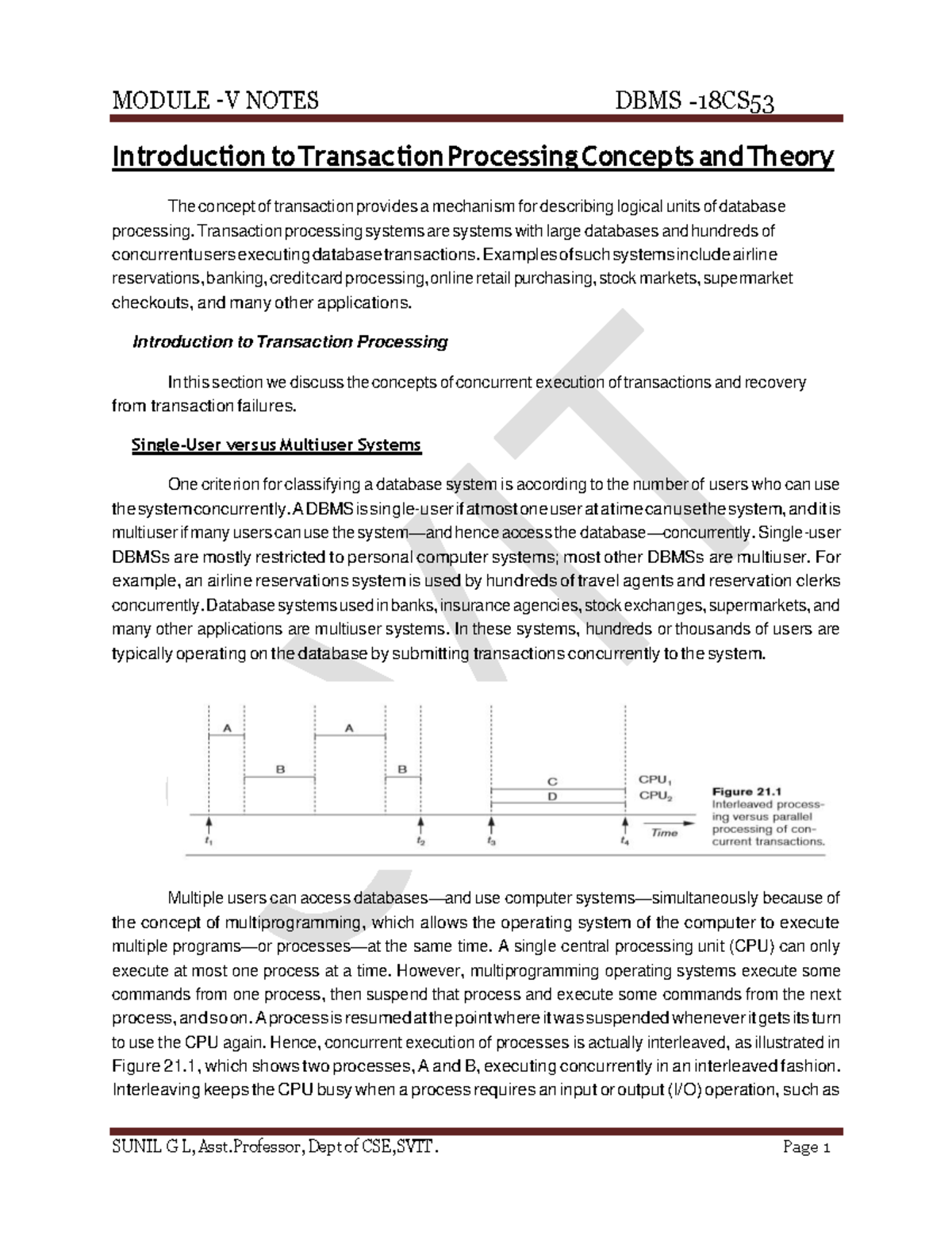 DBMS Module-V - dont dowload it - Introduction to Transaction Processing Concepts and Theory The ...