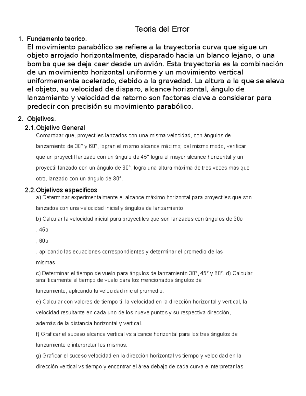 Informe tema 1 teoria del error - Teoria del Error 1. Fundamento ...