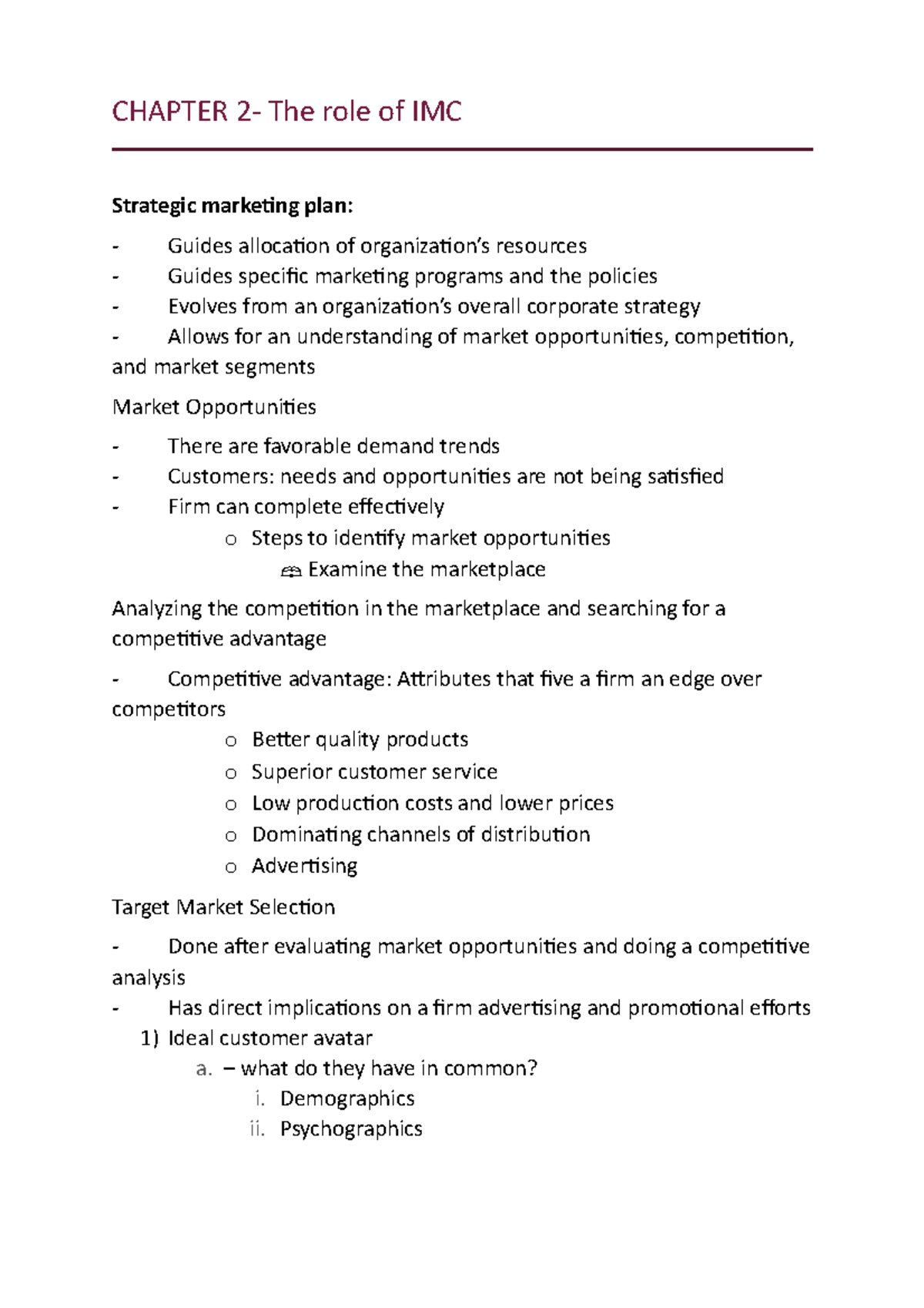 Chapter 2 of the textbook! - CHAPTER 2- The role of IMC Strategic ...