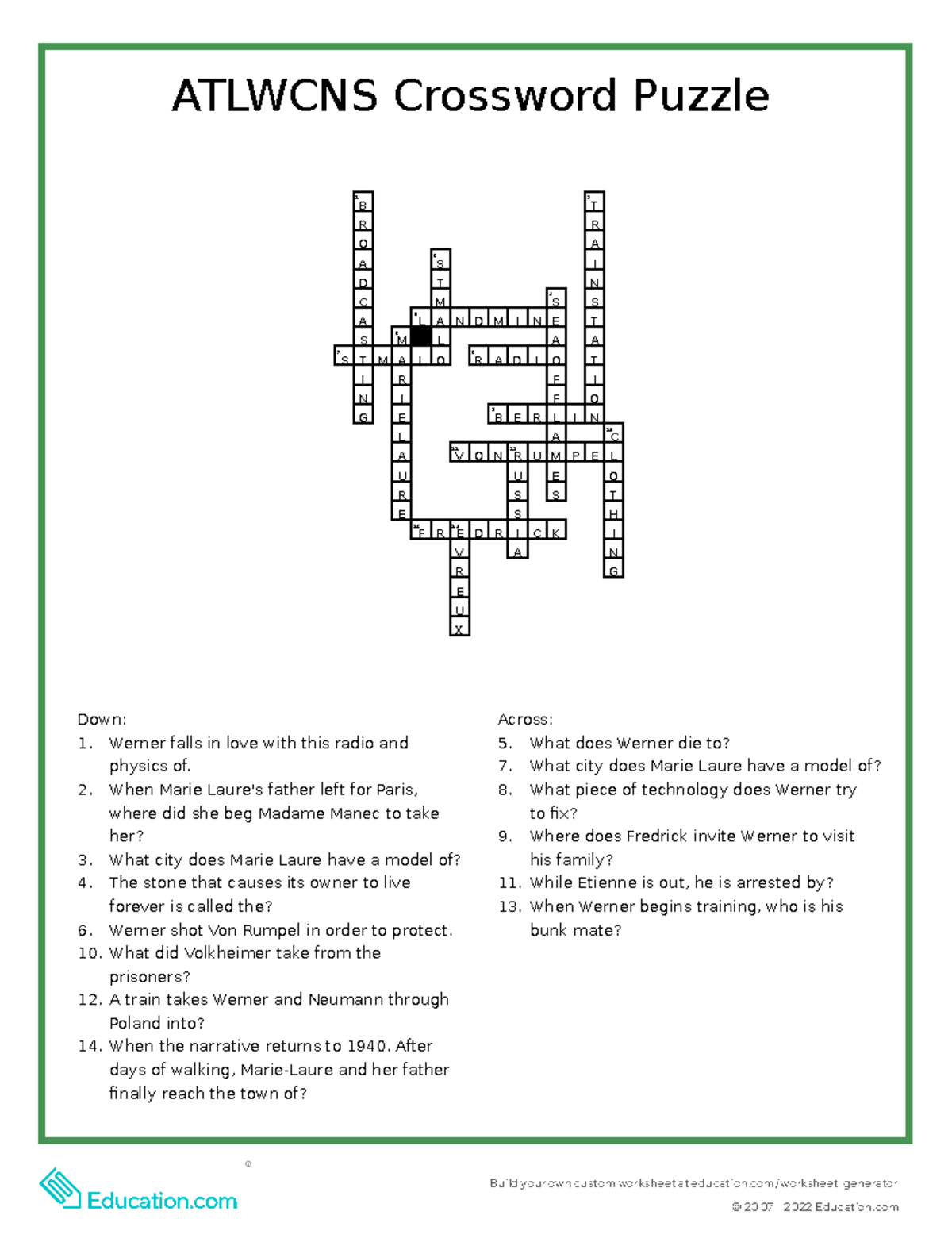 Worksheet answerkey - Crossword answers - Build your own custom ...